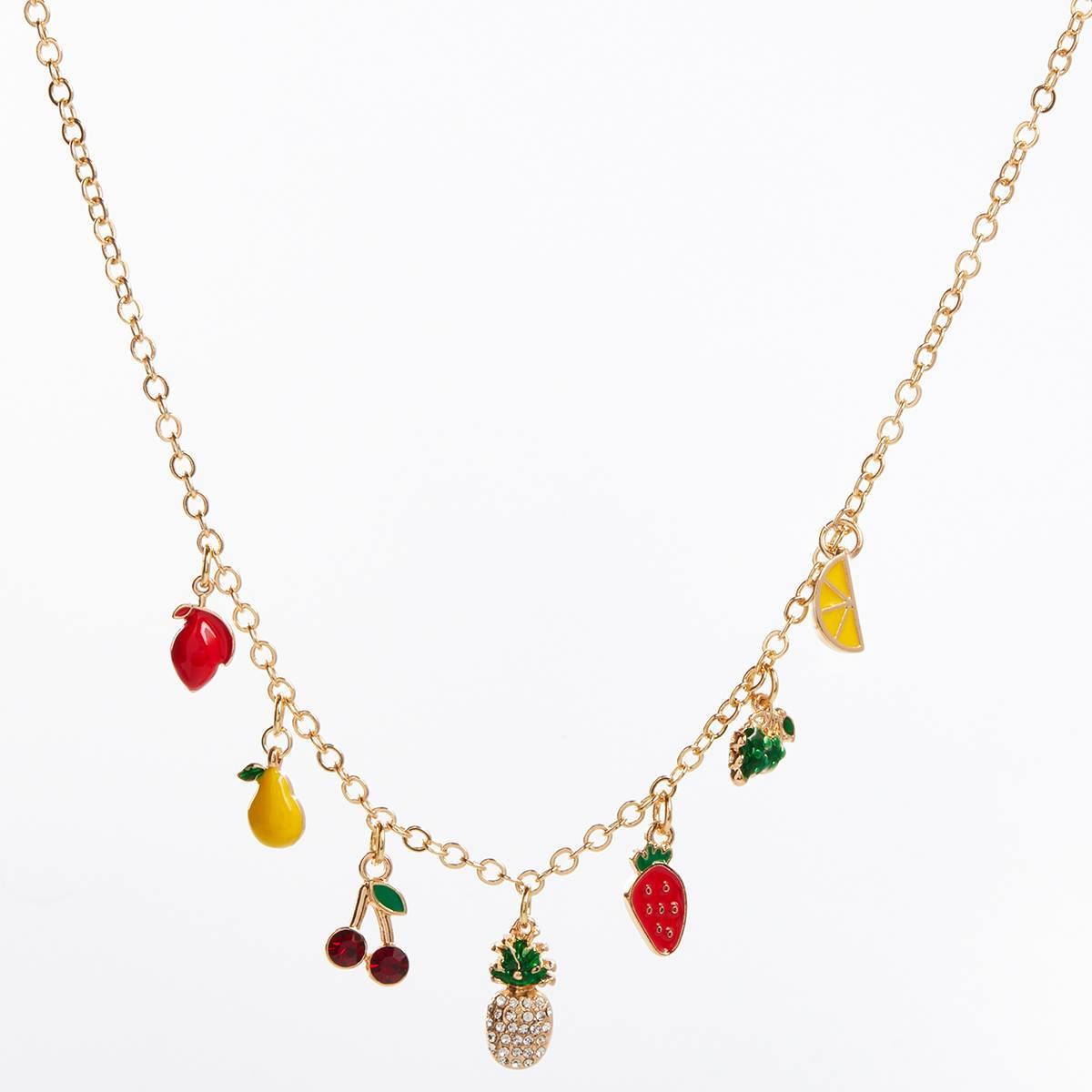 Click here for Ashley Gold-Tone Chain Necklace with Fruit Charms prices