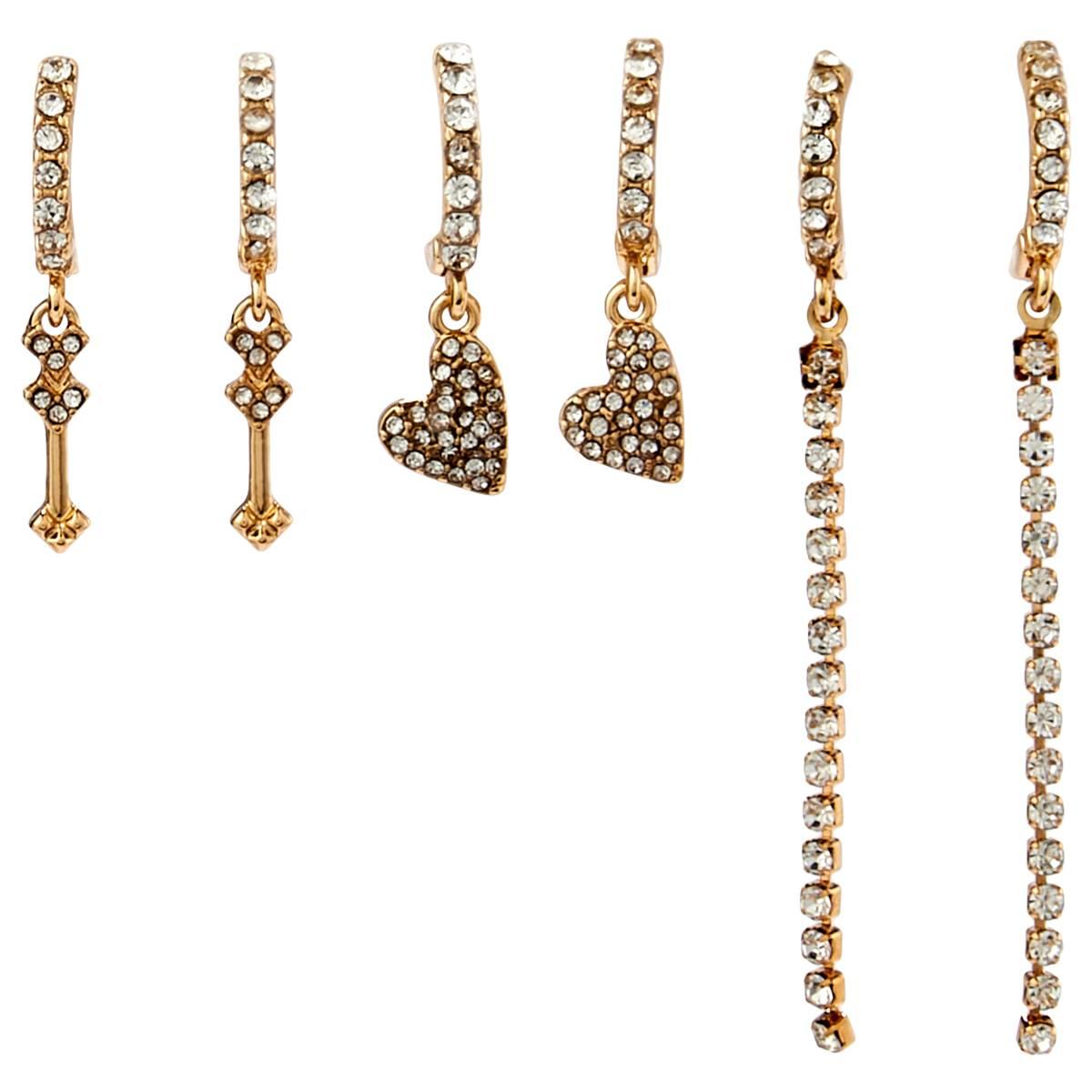 Click here for Ashley Set of 3 Gold Arrow/Heart/Drop Earrings prices