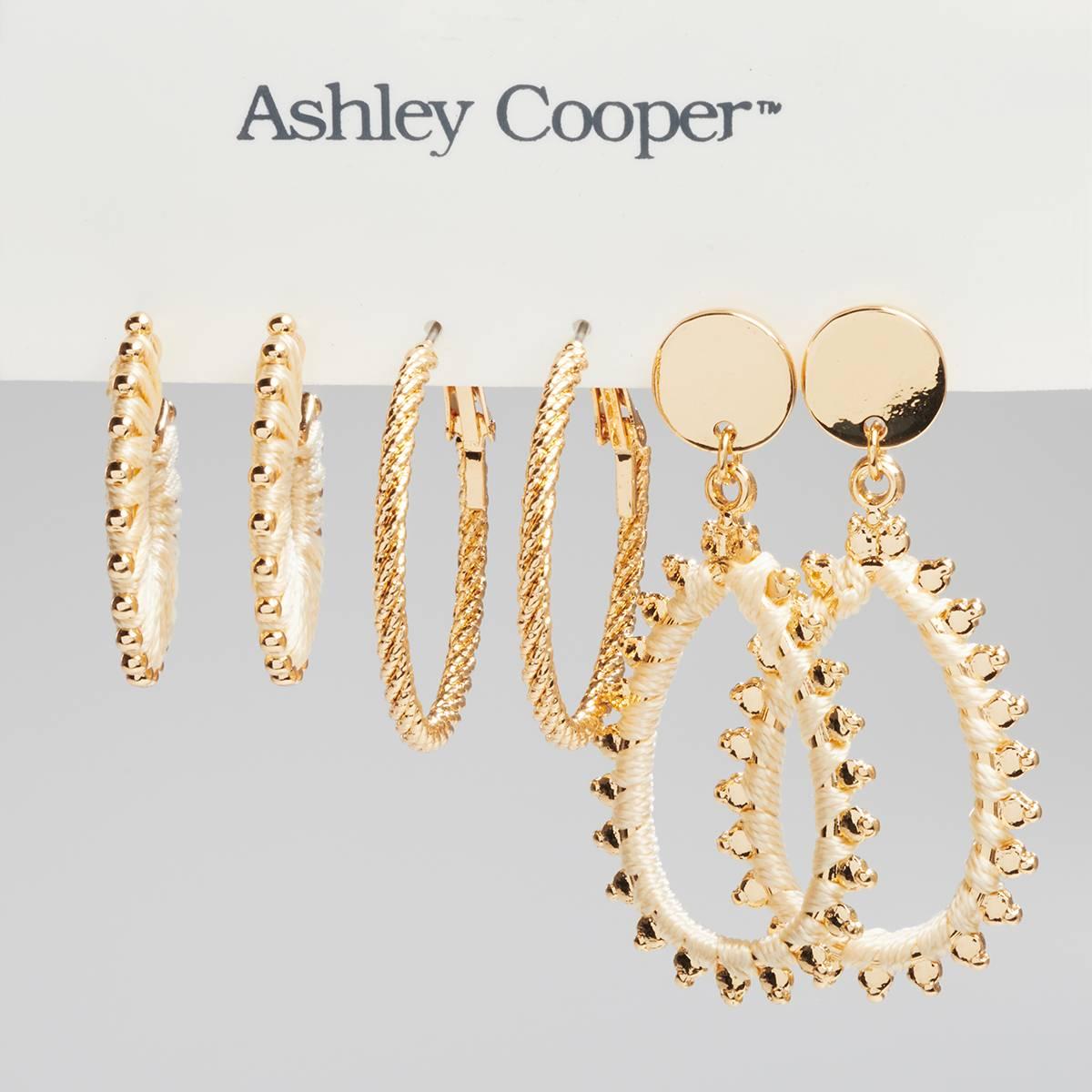 Click here for Ashley Cooper(tm) 3pr. Wrapped Hoops & Teardrop Mi... prices