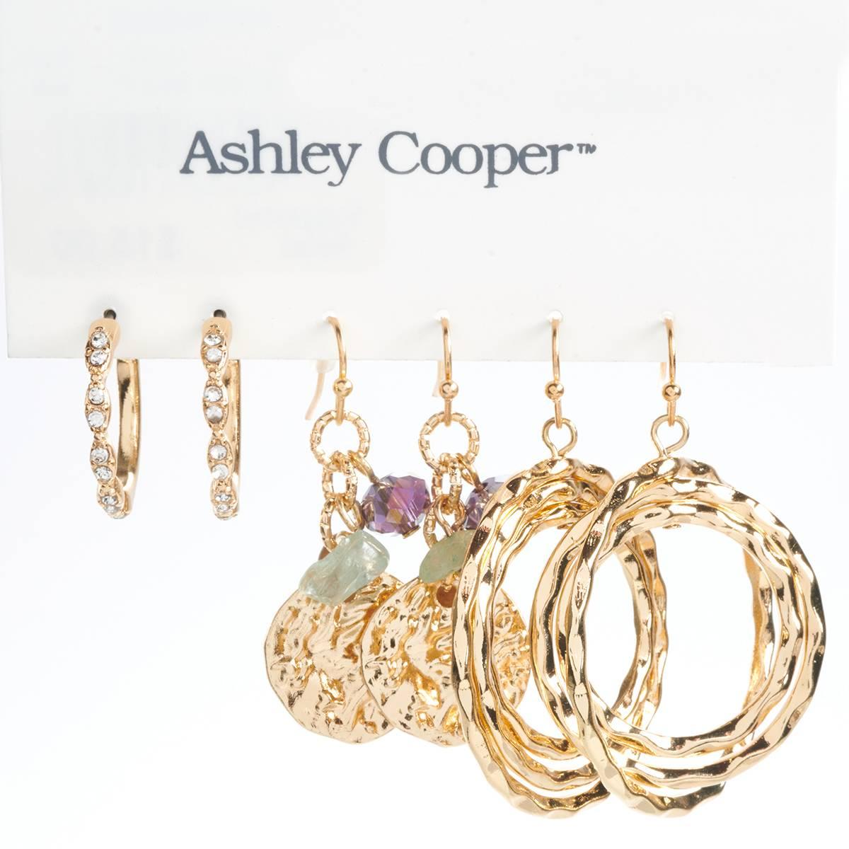 Click here for Ashley Cooper(tm) Gold-Tone Earrings Trio with Rhi... prices