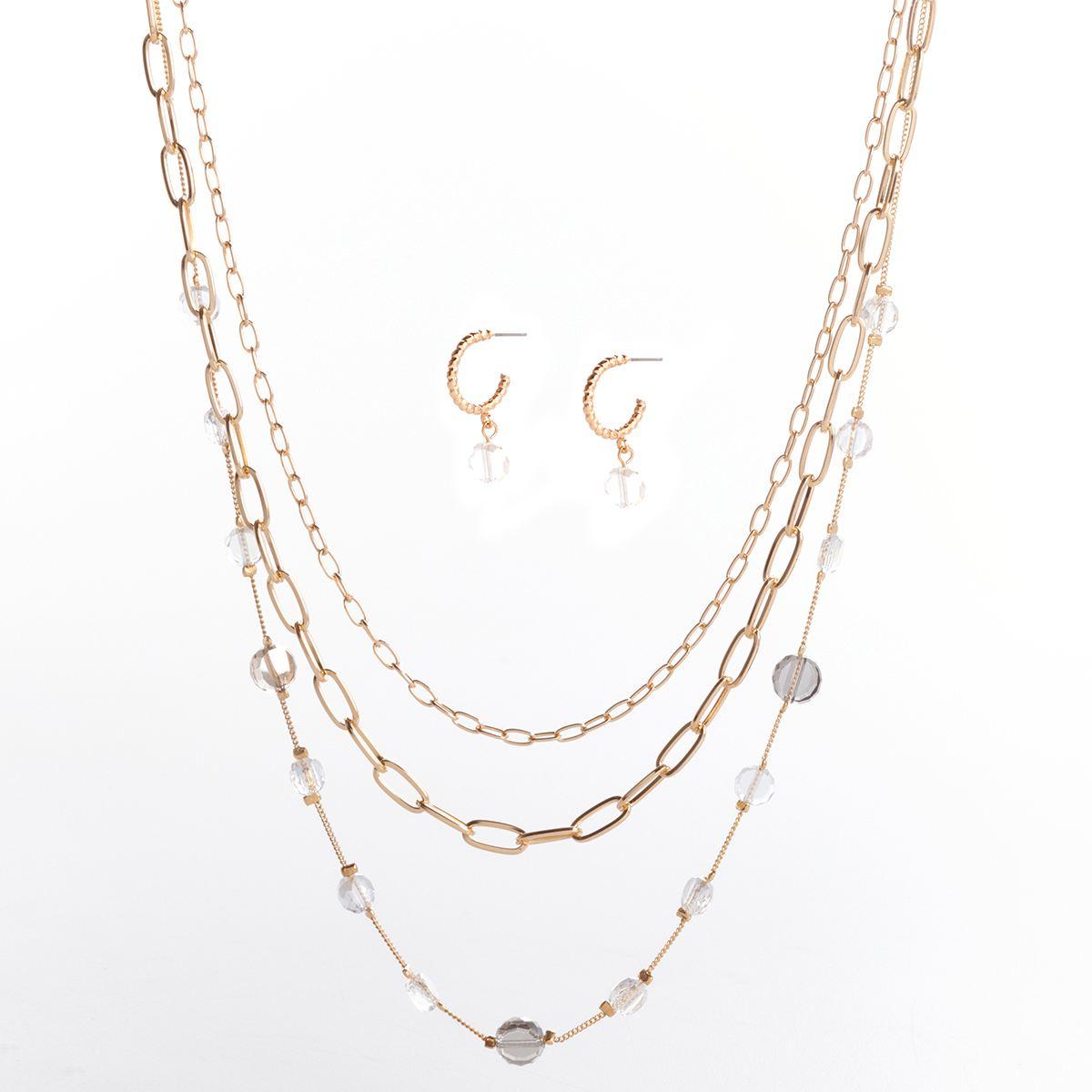 Click here for Ashley Cooper(tm) Beaded Layered Necklace & Earrin... prices