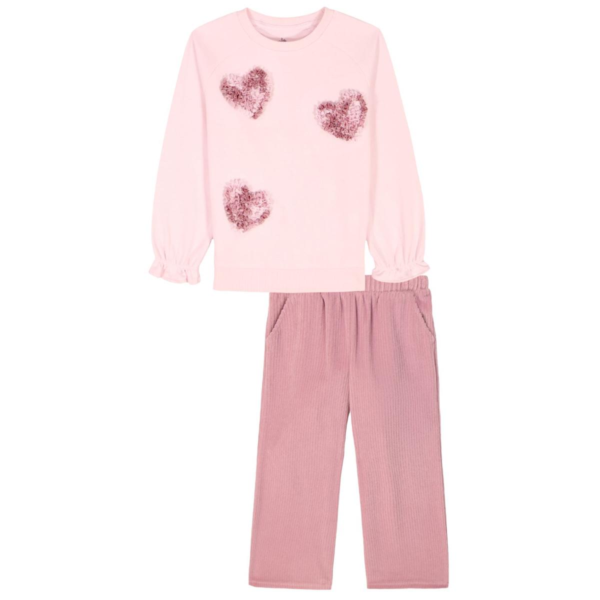 Kids Headquarters Toddler and Little Girls 2-Piece Long Sleeve Top and Pants Set - Pink