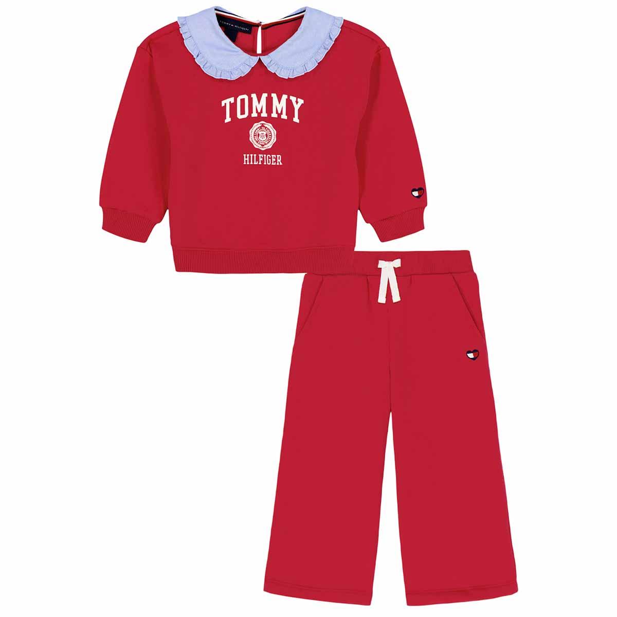 Tommy Hilfiger Baby Girls 2-Piece Fleece Top and Pants Set - Red
