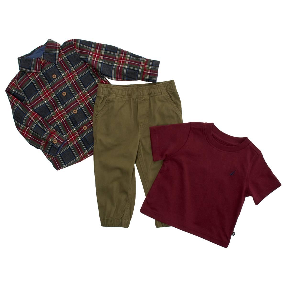 Click here for Baby Boy (12-24m) Nautica 3pc. Plaid Woven Shirt &... prices