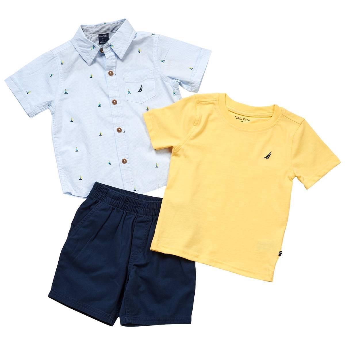 Click here for Toddler Boy Nautica Sailboat Top/Solid Tee 3pc. Sh... prices