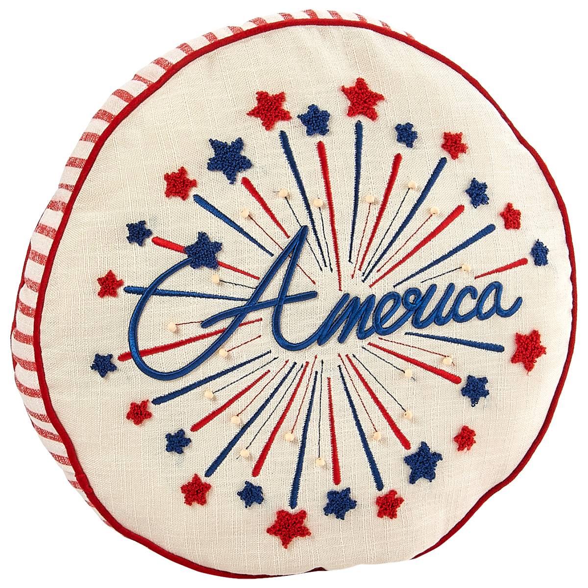 Click here for Round America Fireworks Decorative Pillow -16x16 prices