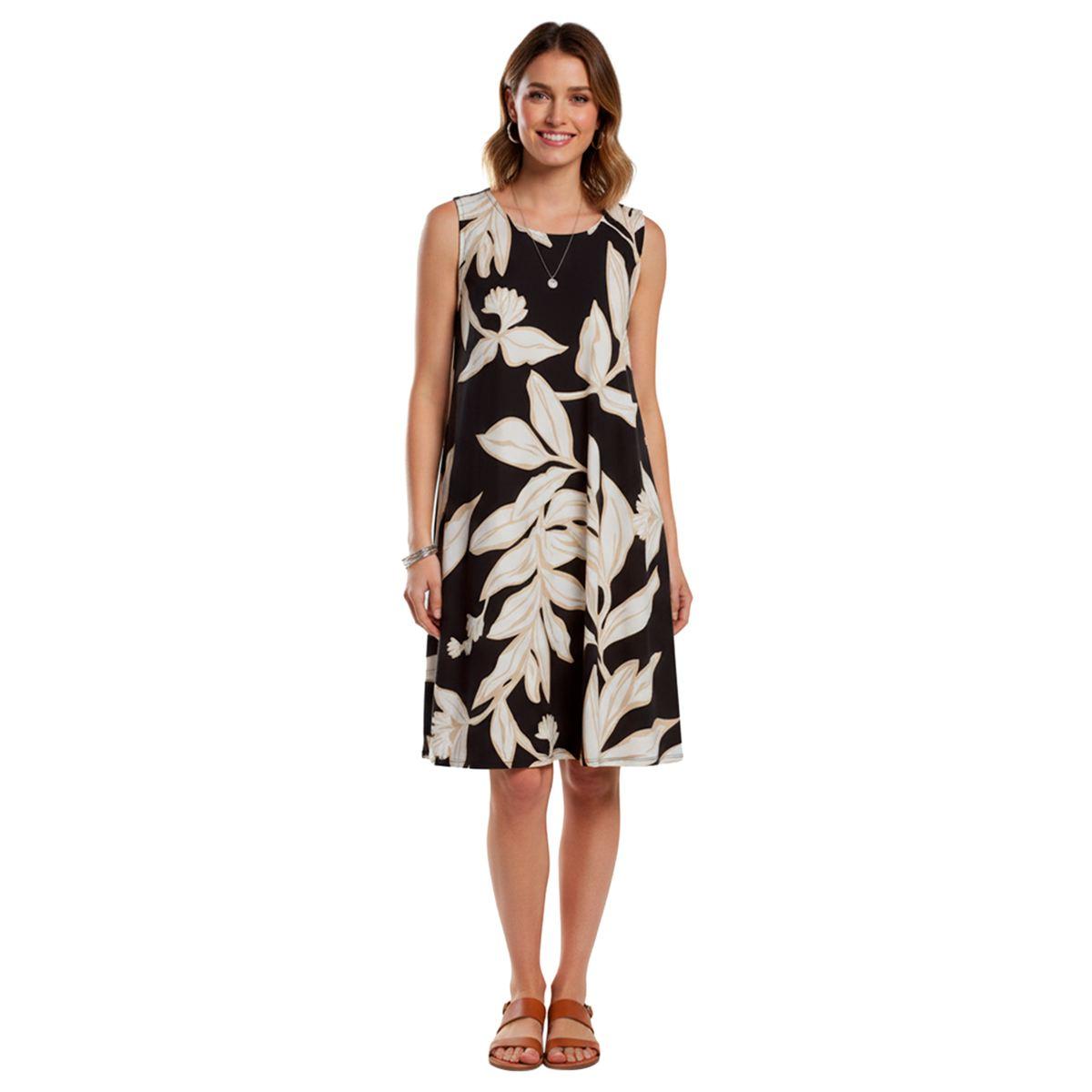 Click here for Womens Harlow & Rose Sleeveless Leaf Shift Dress prices
