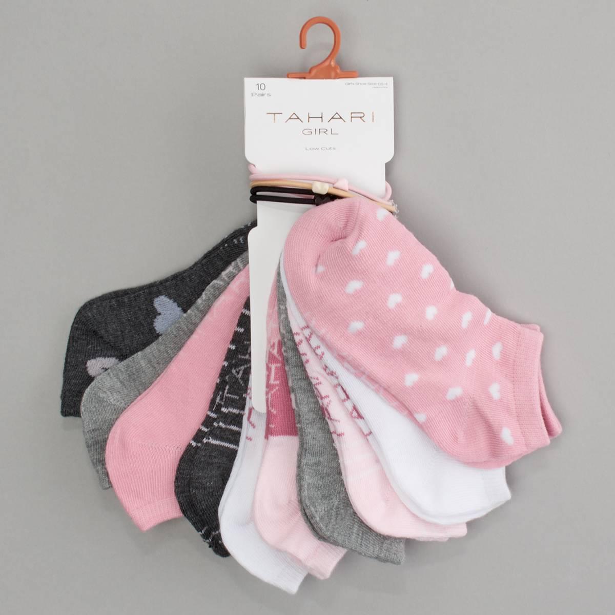 Click here for Girls Tahari 10pk. Heart/Solid/Stripe Low Cut Sock... prices