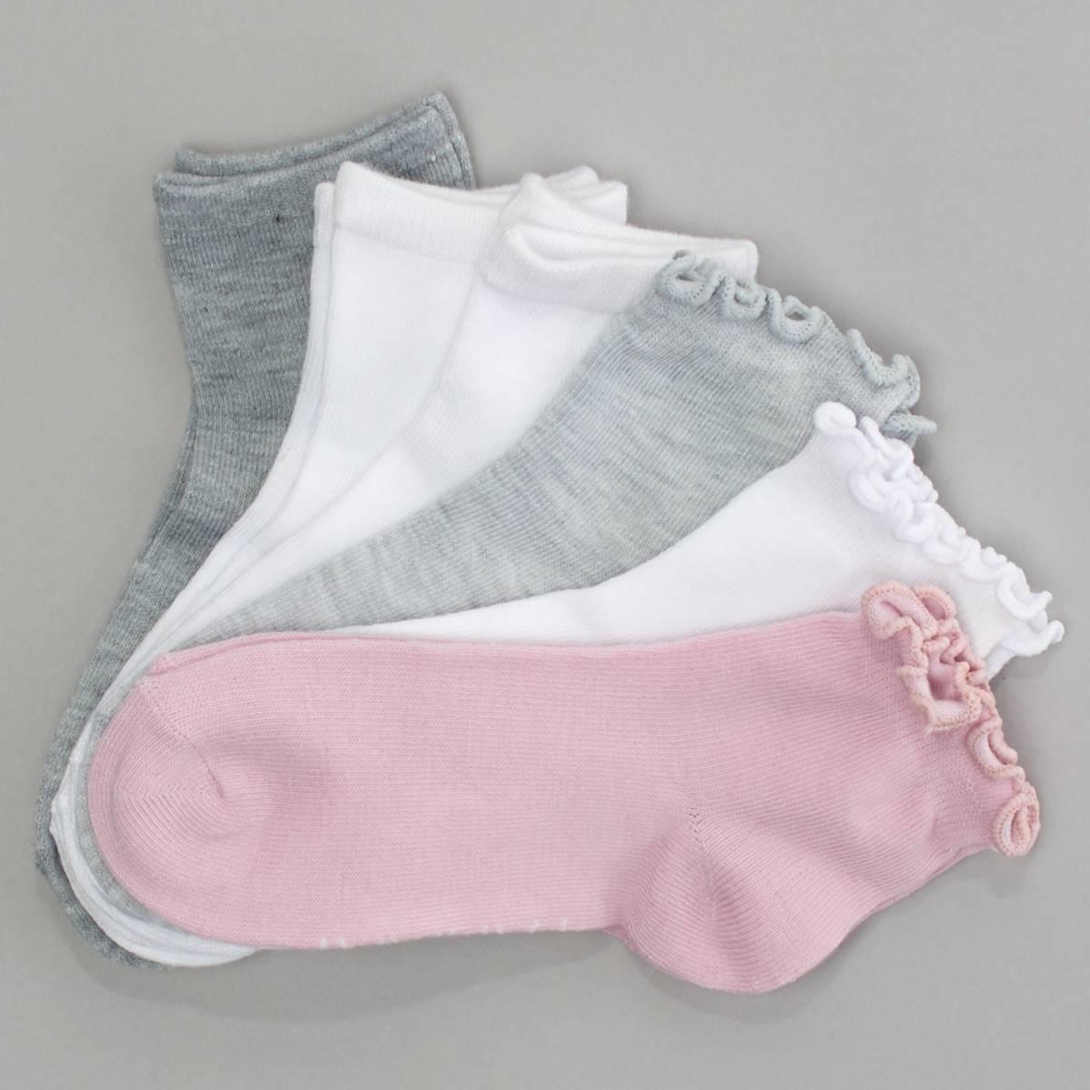 Click here for Girls Tahari 6pk. Solid Lettuce Edge Anklet Socks prices