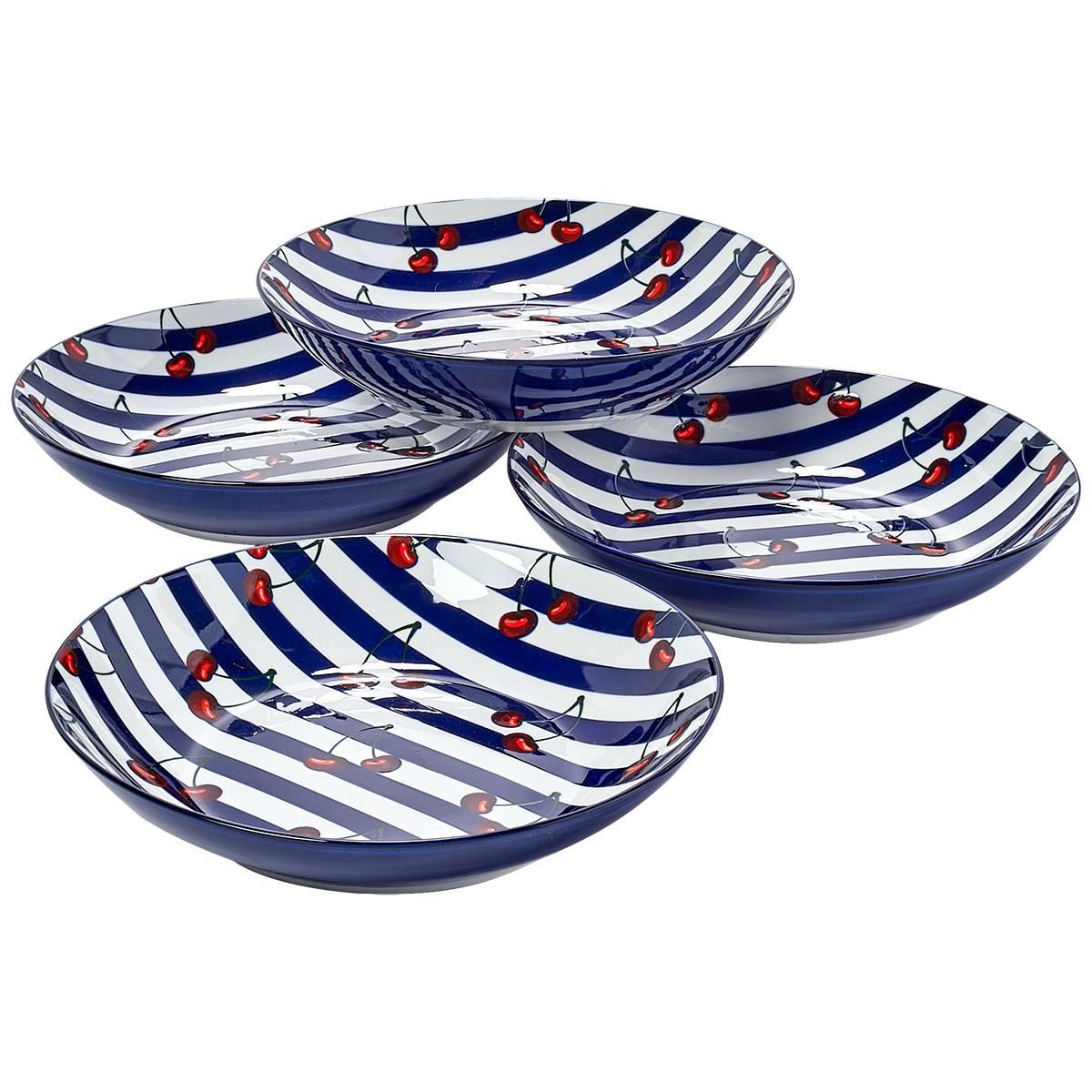 Click here for Home Essentials S/4 8.5in Blue Bowl With Cherries prices