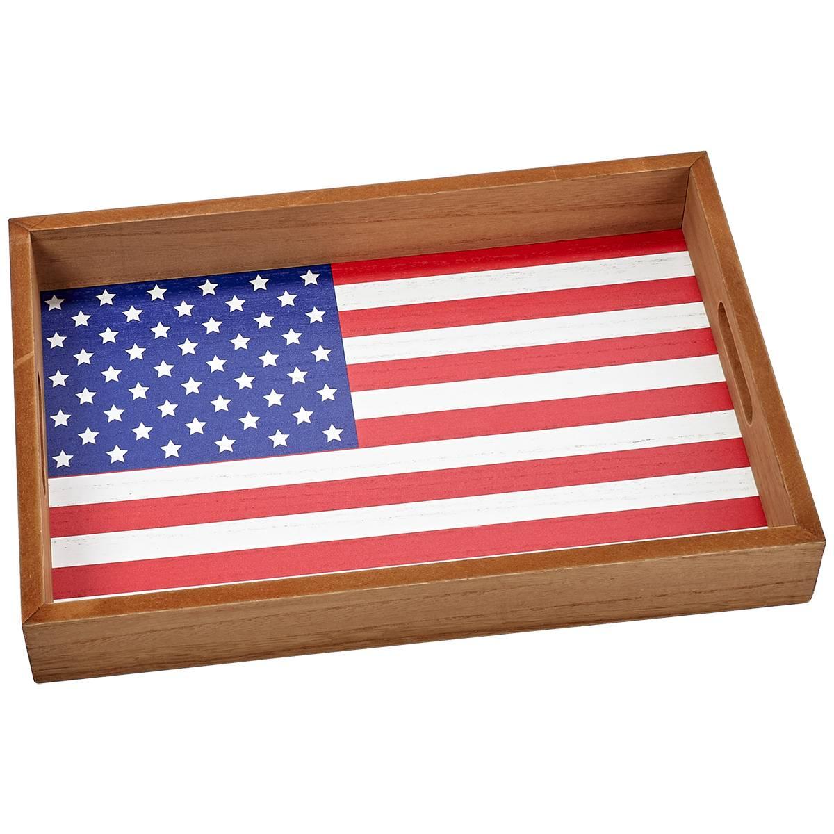 Click here for Home Essentials 16in Medium American Flag Wood Tra... prices