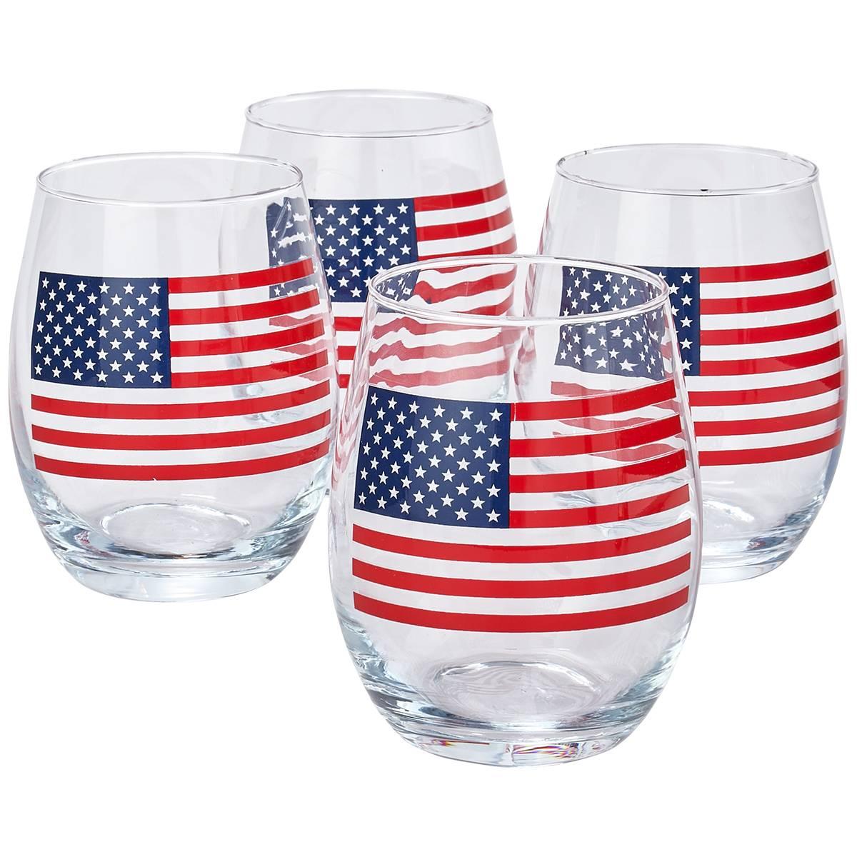 Click here for Home Essentials American Flag Wine Glasses - Set o... prices