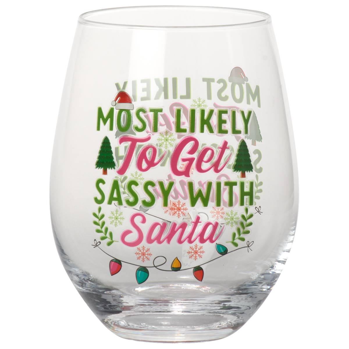 Click here for Home Essentials Sassy With Santa Stemless Wine Gla... prices