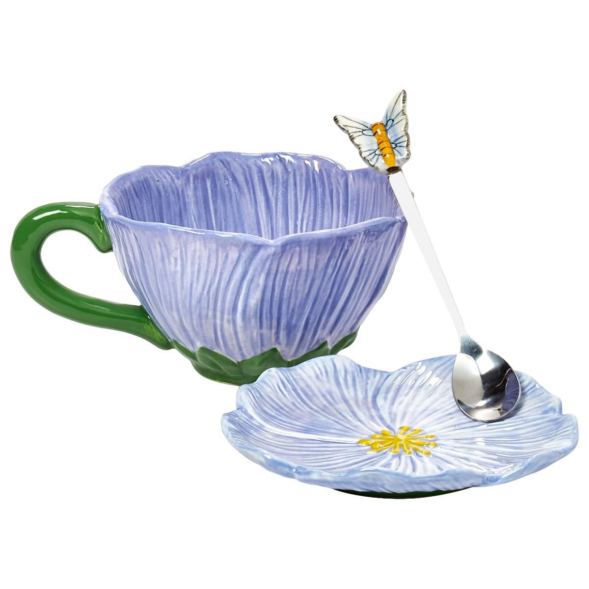 Click here for Home Essentials 12oz. Blue Flower Teacup/Saucer &... prices