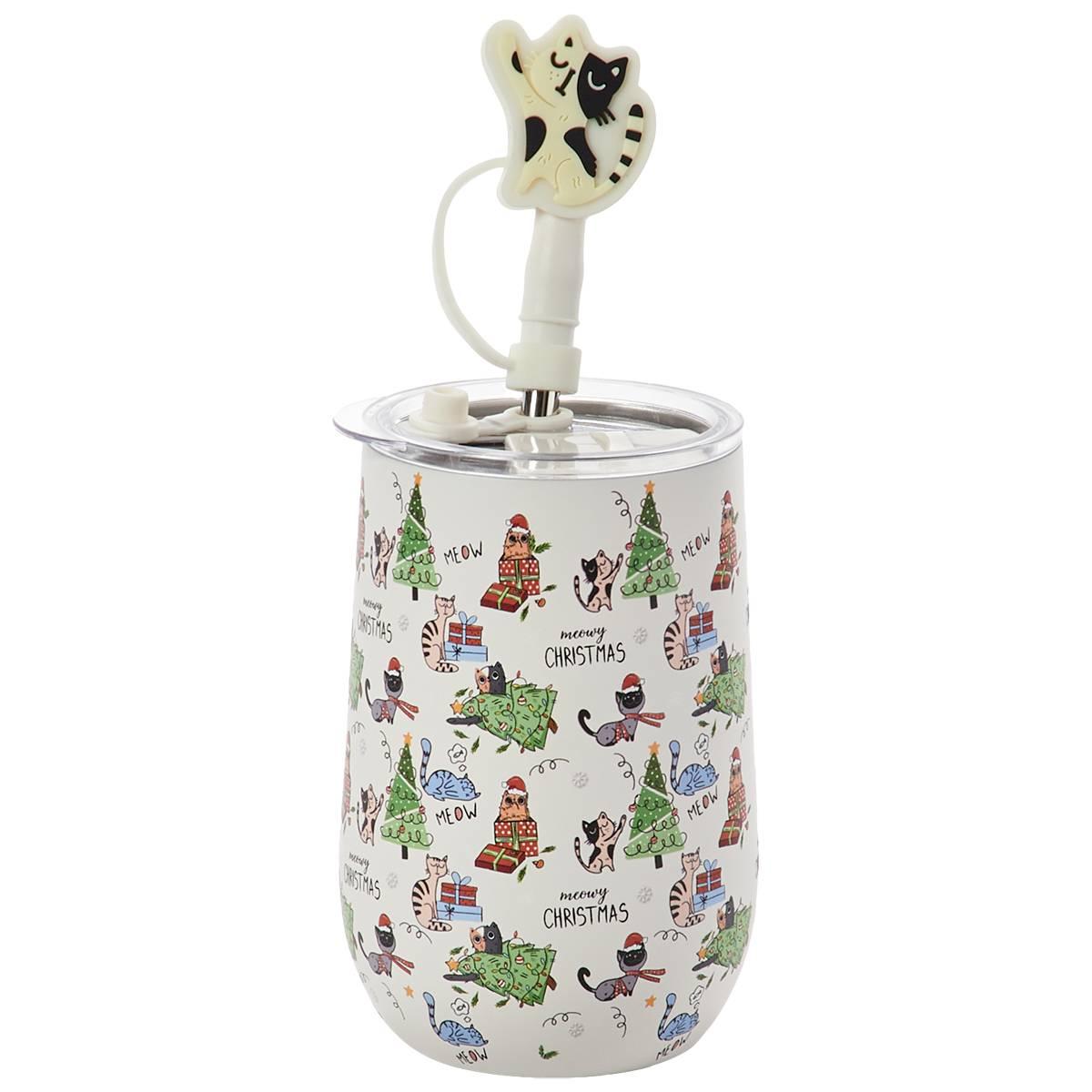 Click here for Home Essentials Cats Wine Tumbler w/ Sipper Straw prices
