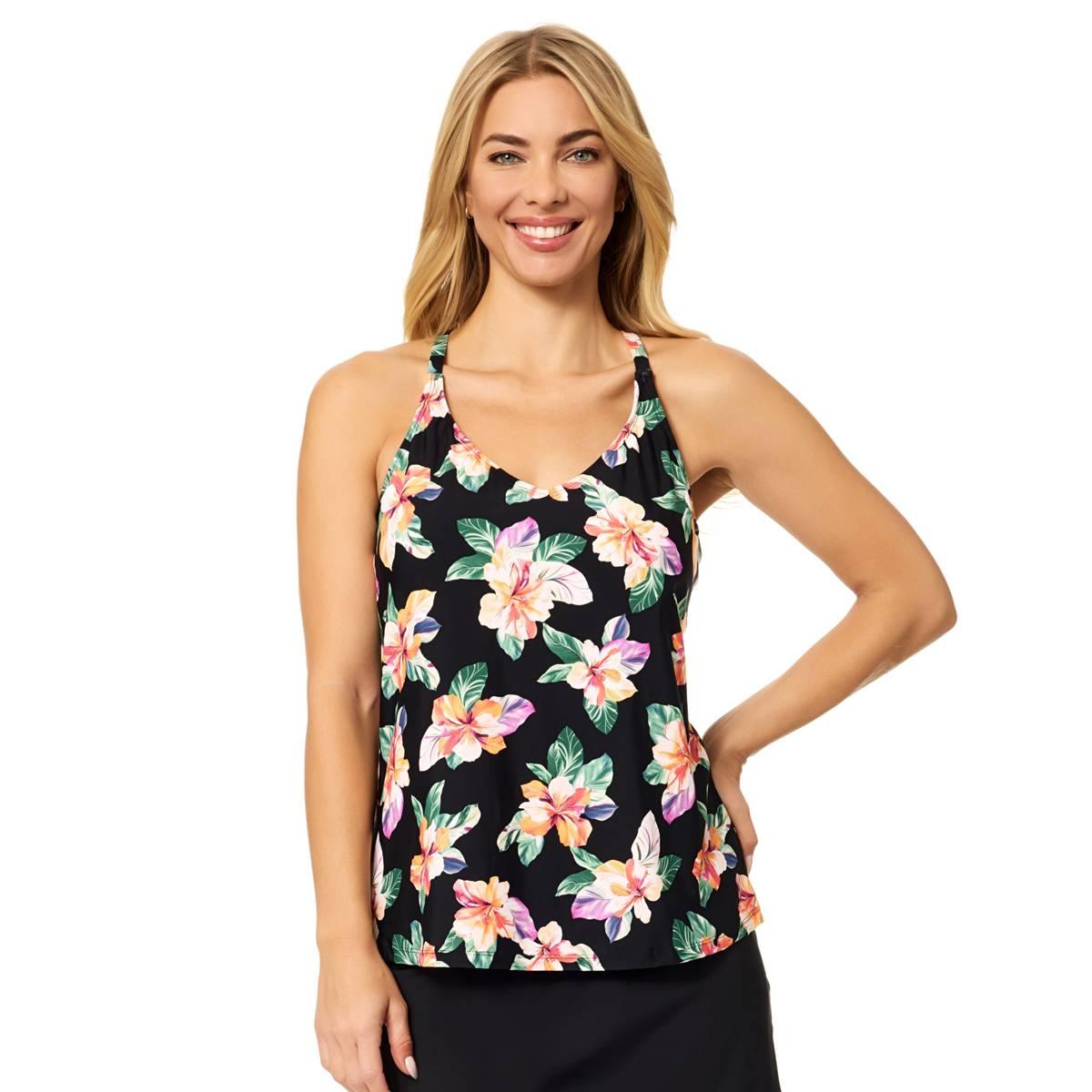 Click here for Womens Leilani Moaha Gardens Racerback Tankini Swi... prices