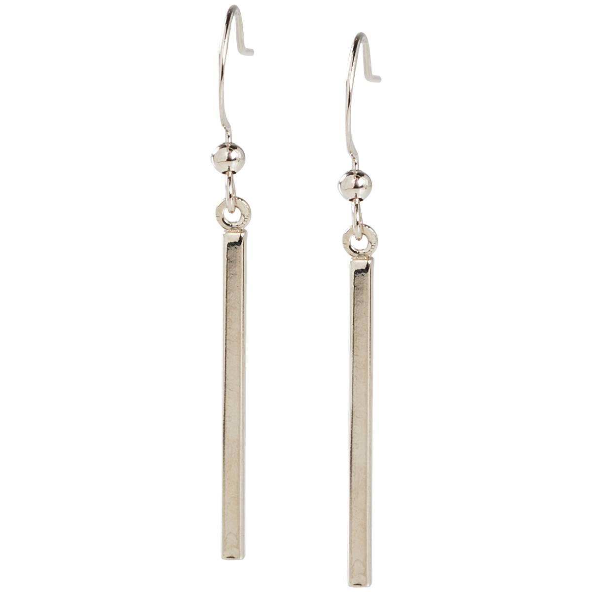 Click here for Design Collection Silver-Tone Drop Bar Earrings prices