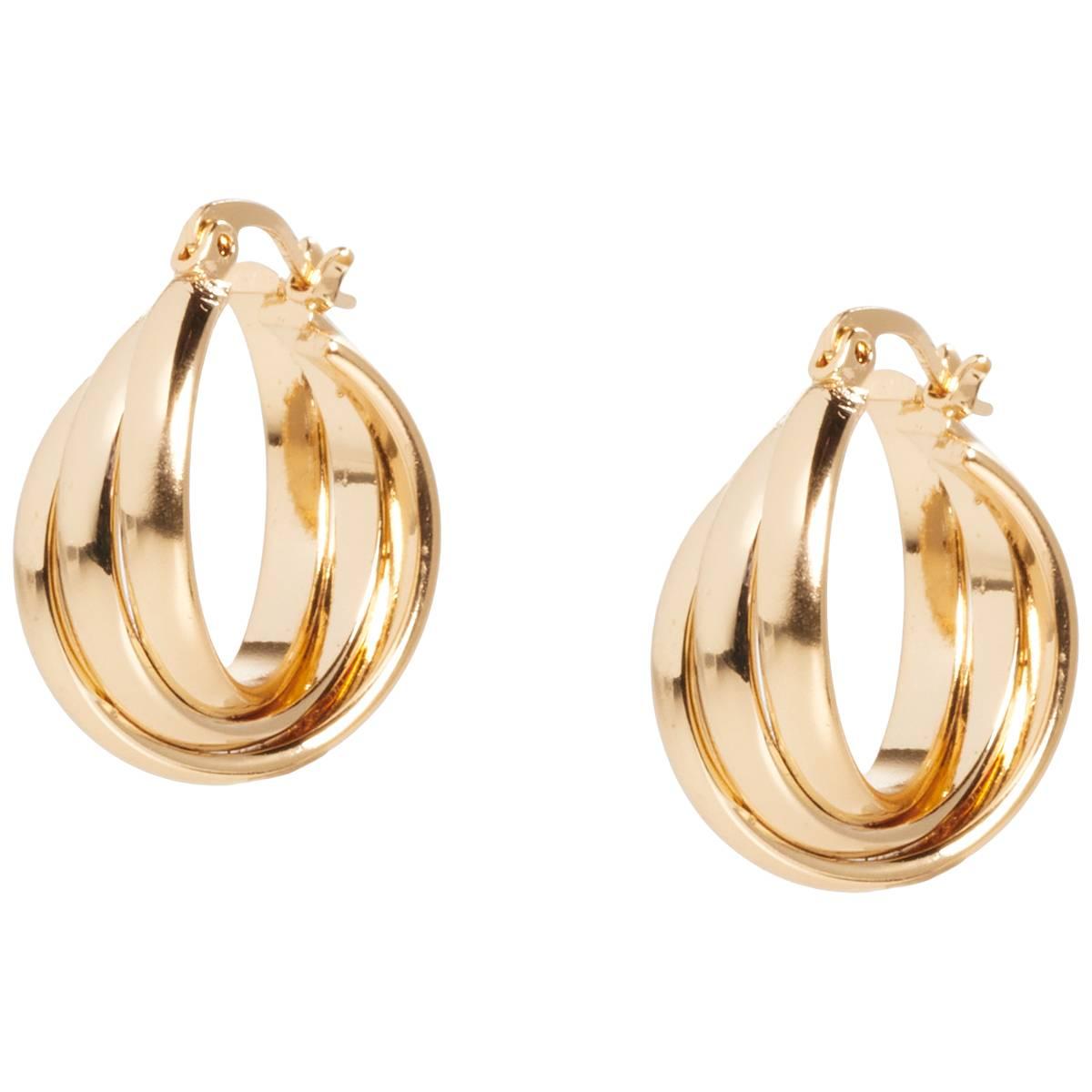 Click here for Design Collection Gold-Tone Triple Twist Hoop Earr... prices