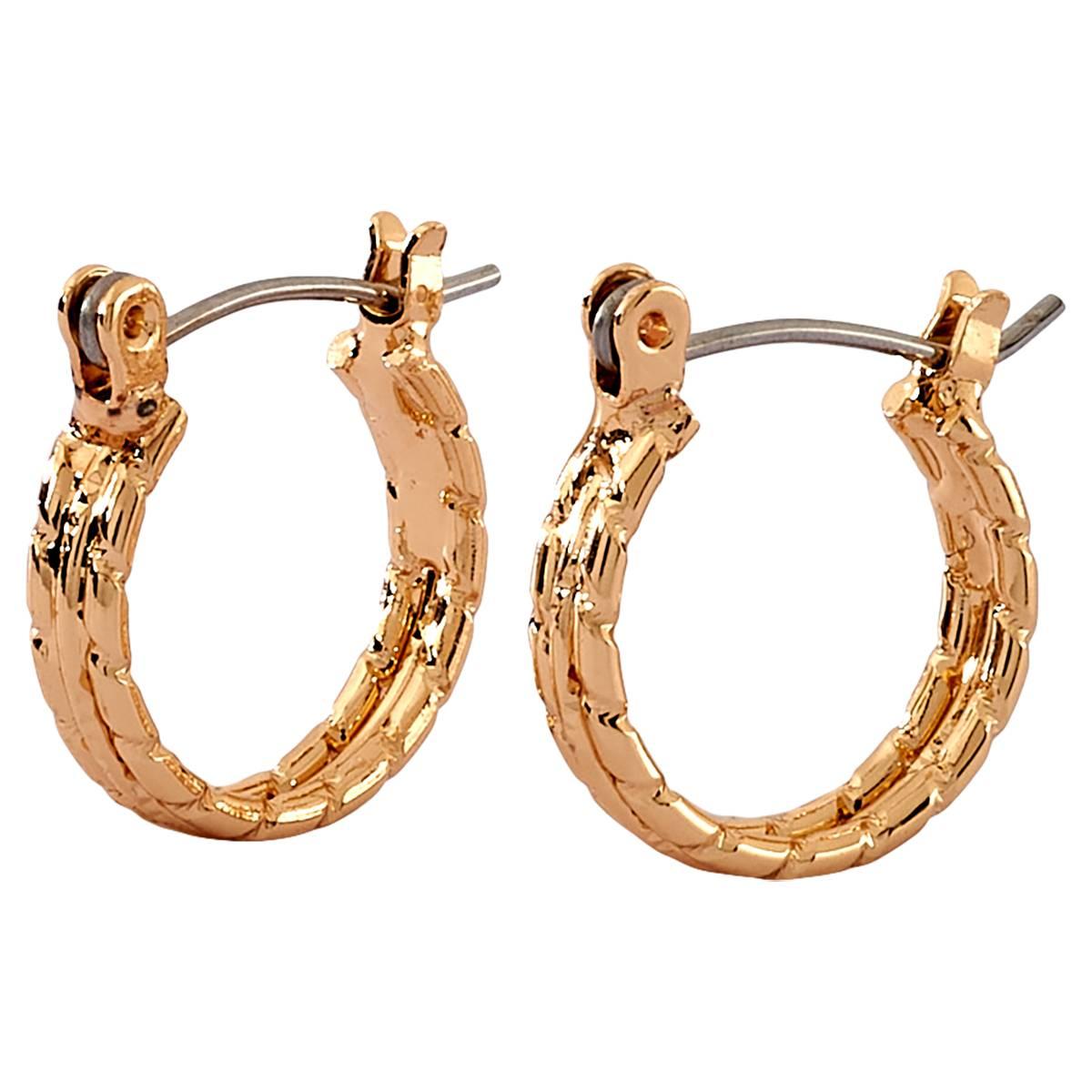 Click here for Design Collection Tri-Textured Polished Gold Hoop... prices