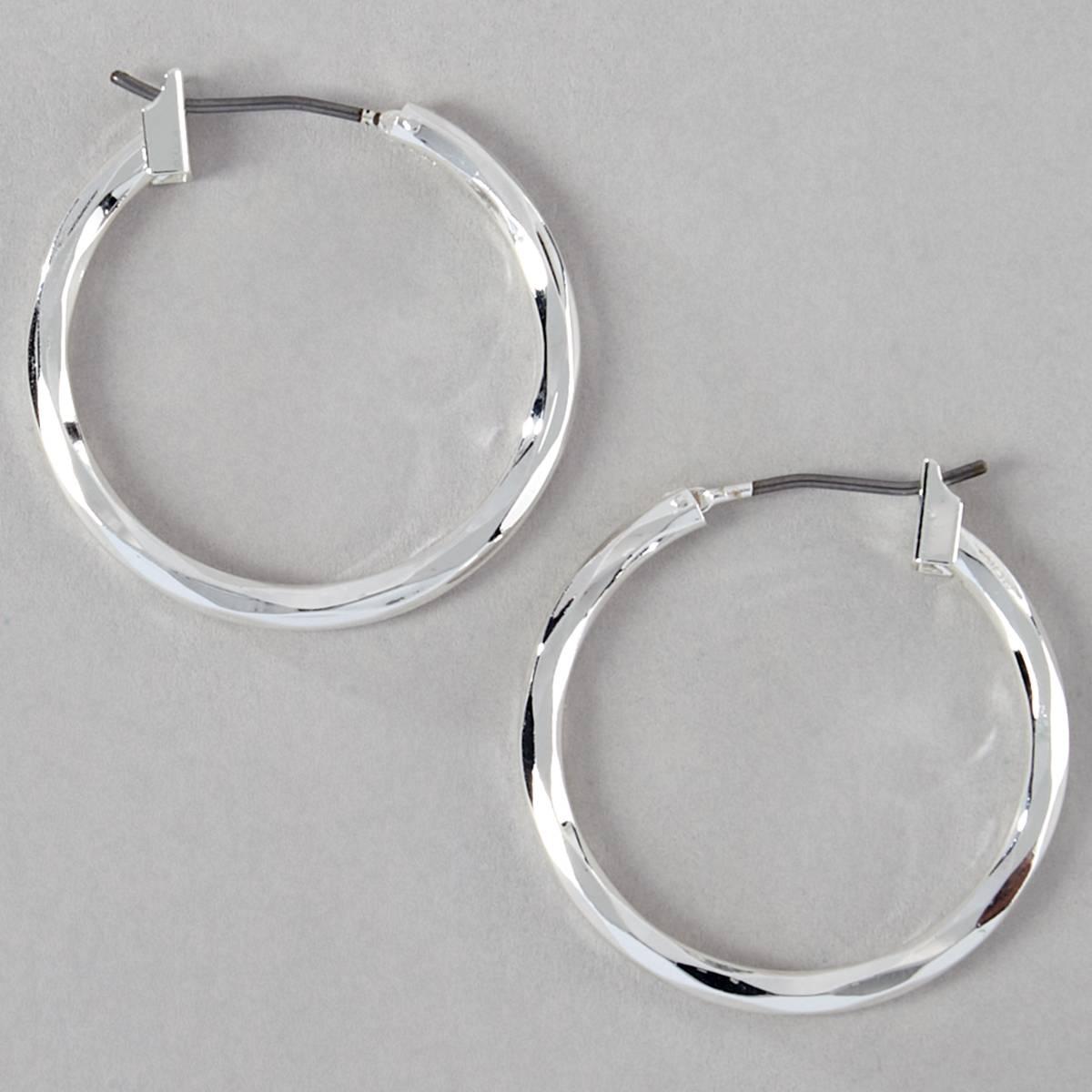 Click here for Design Collection Silver-Tone Hoop Earrings prices