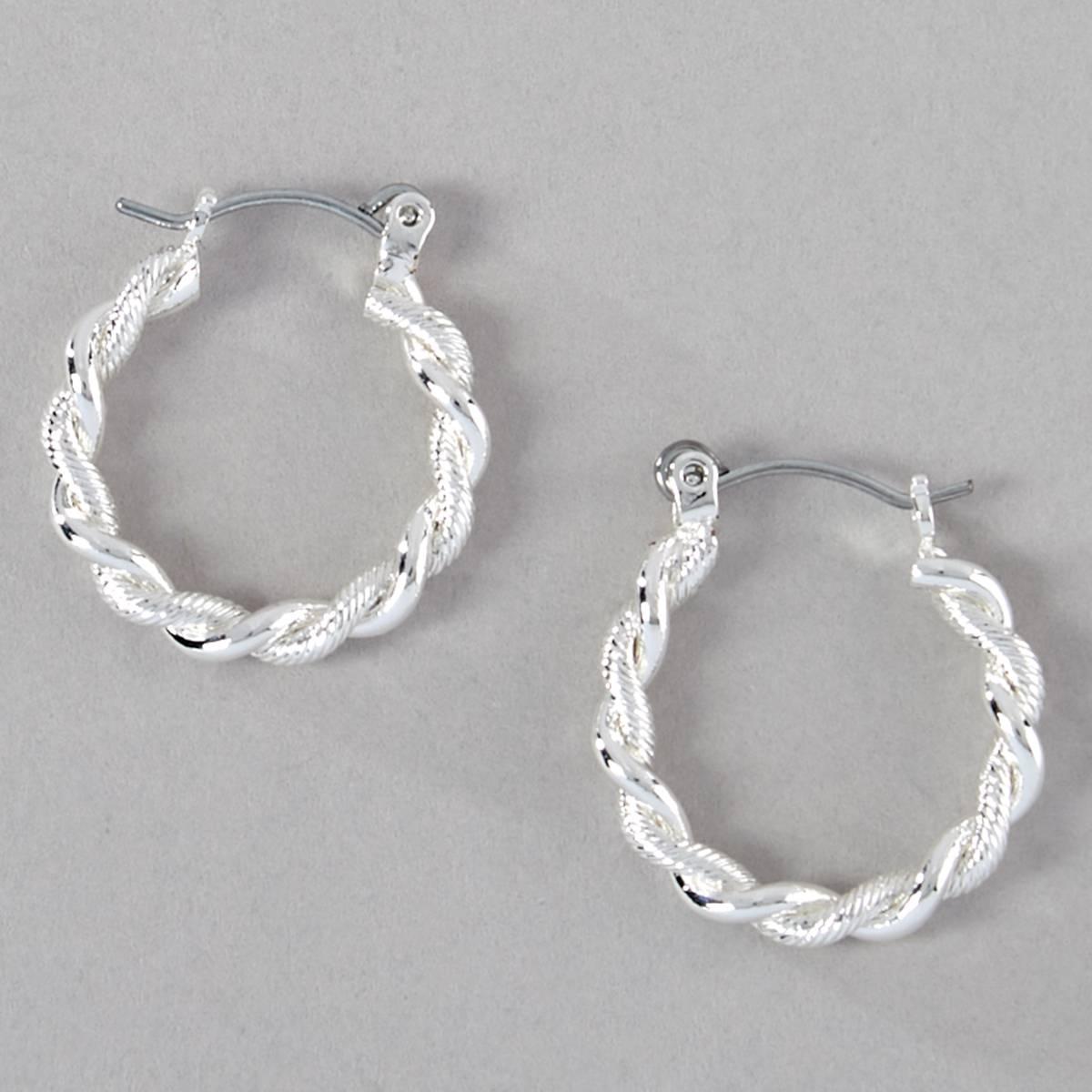 Click here for Design Collection Silver Rope Twist Hoop Earrings prices