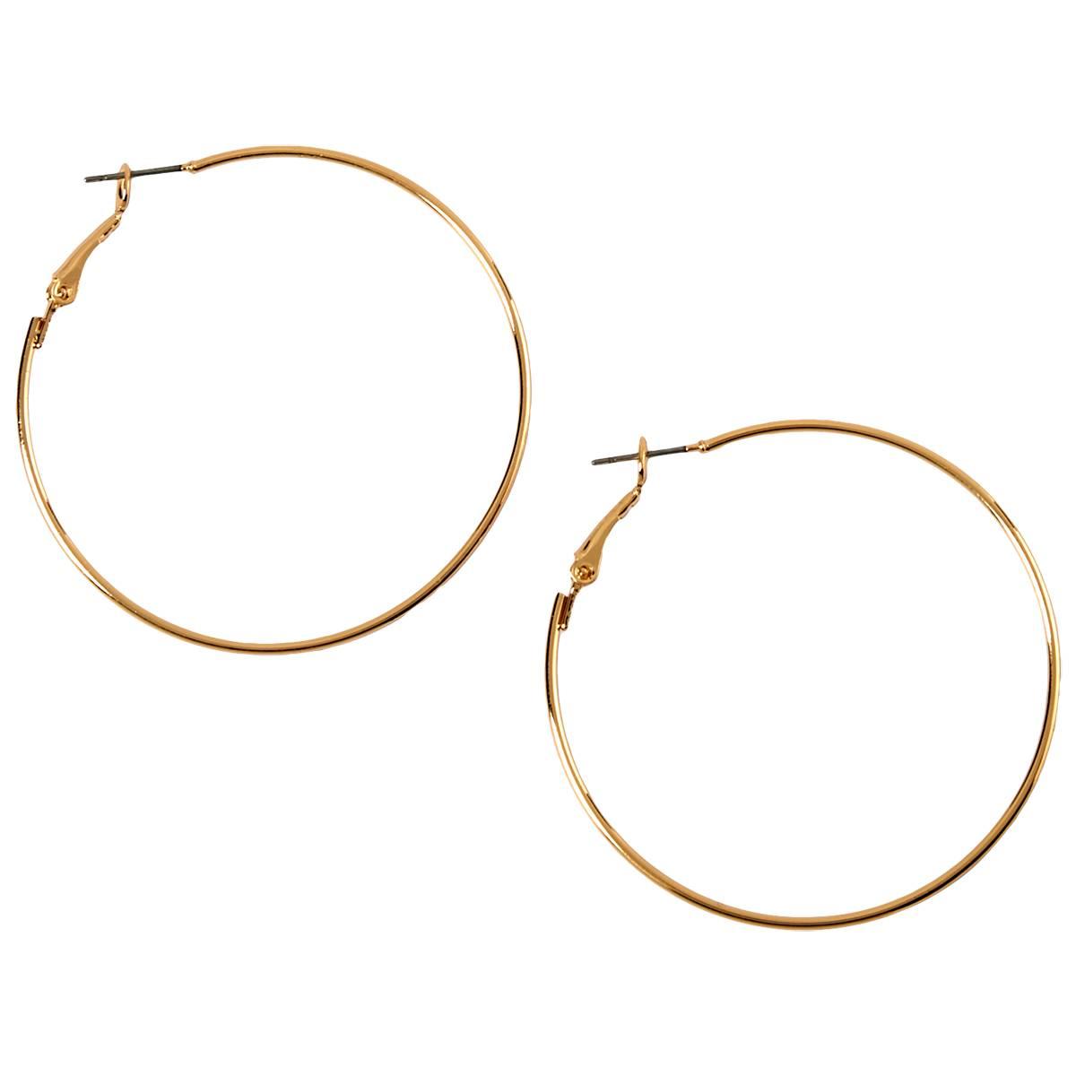 Click here for Design Collection Gold Thin Large Polished Hoop Ea... prices