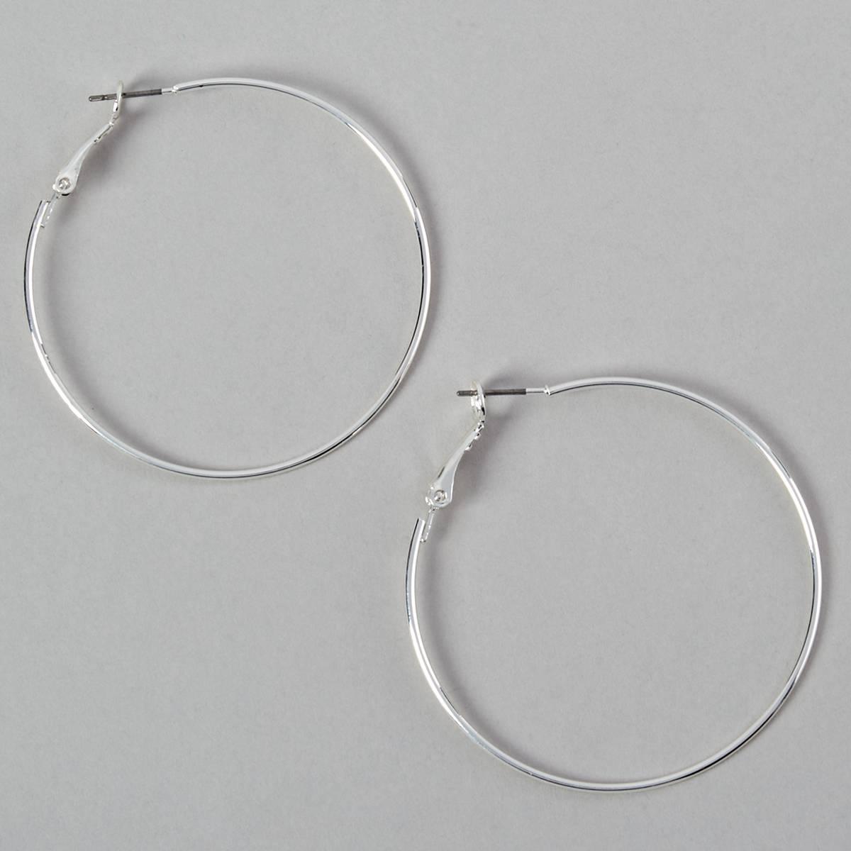 Click here for Design Collection Silver Medium Clutch Hoop Earrin... prices