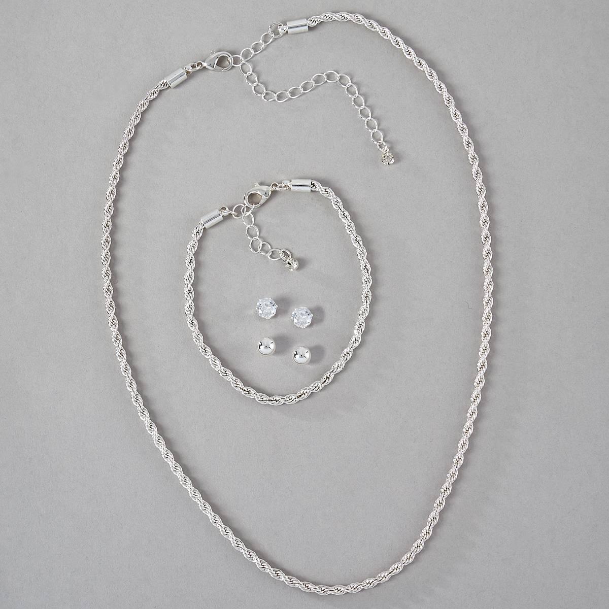 Click here for Design Collection Silver-Tone 4-Pc. Necklace/Brace... prices