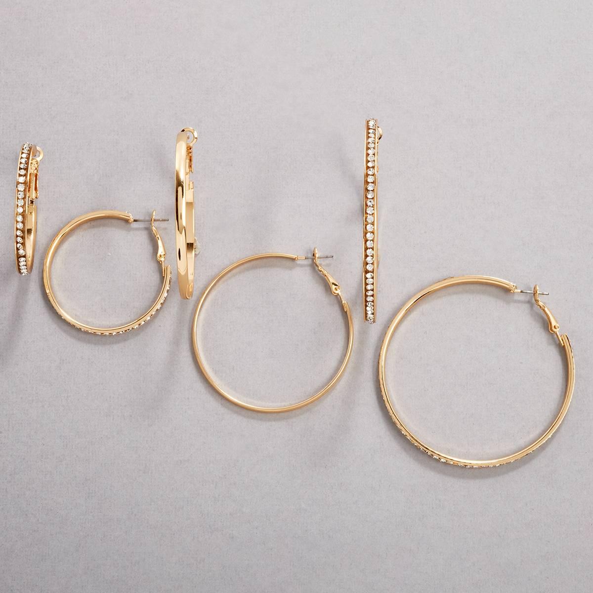 Click here for Design Collection 3pc. Gold-Tone Multi-Crystal Hoo... prices