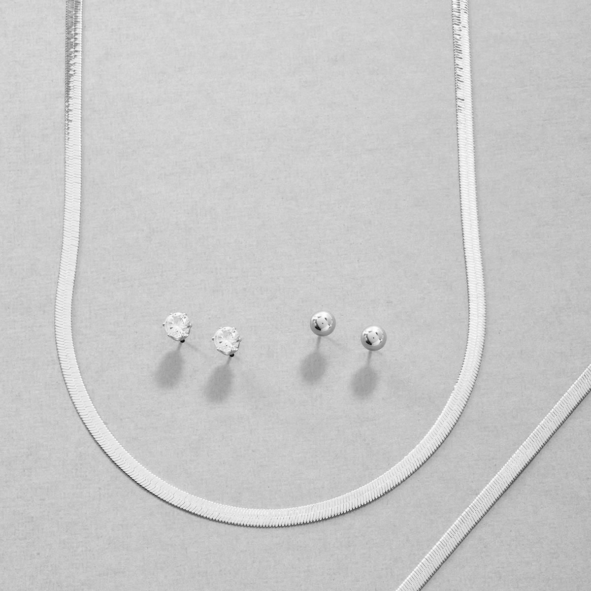 Click here for Design Collection Silver-Tone Necklace/Bracelet/Ea... prices