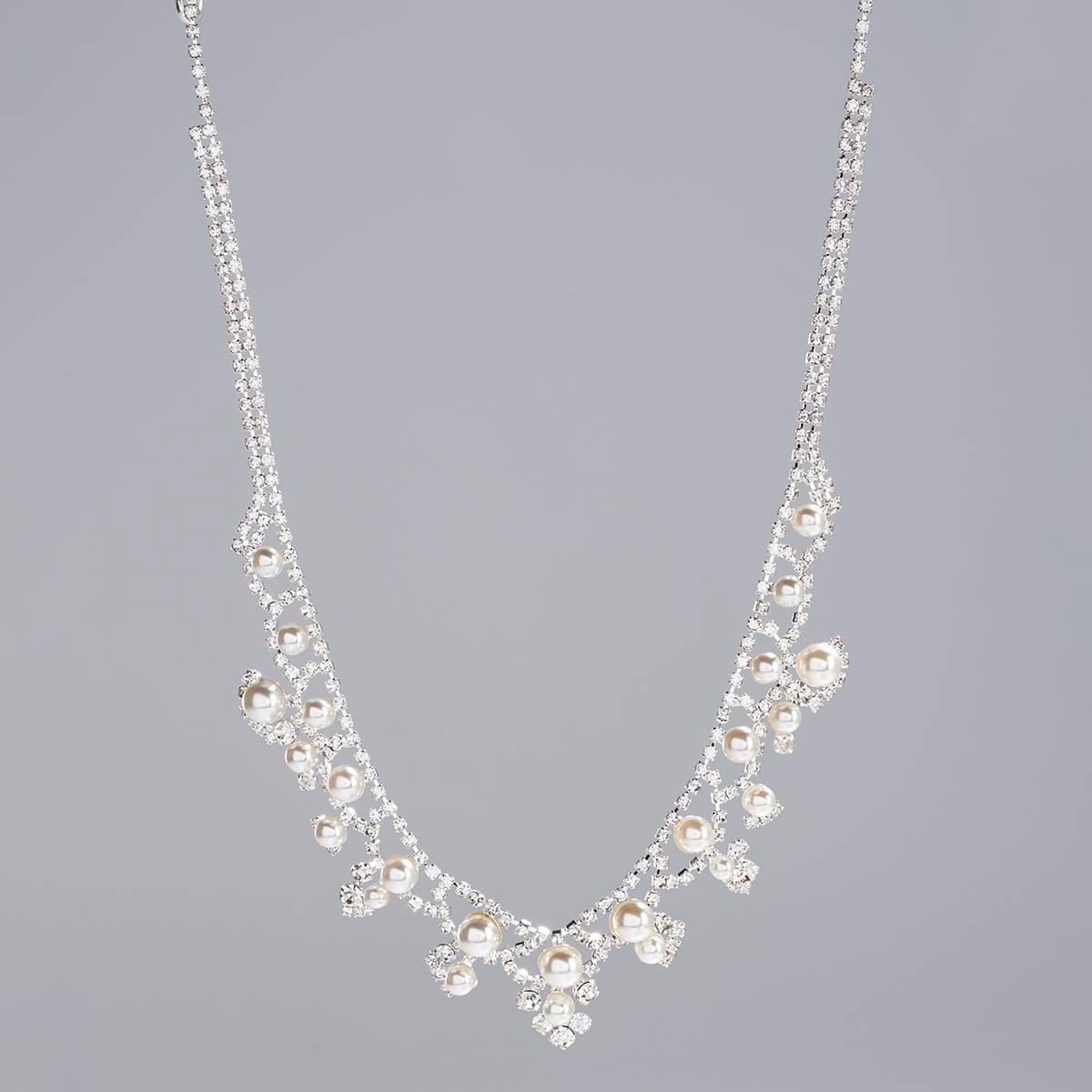 Click here for Rosa Rhinestones Pearl Accented Statement Necklace prices