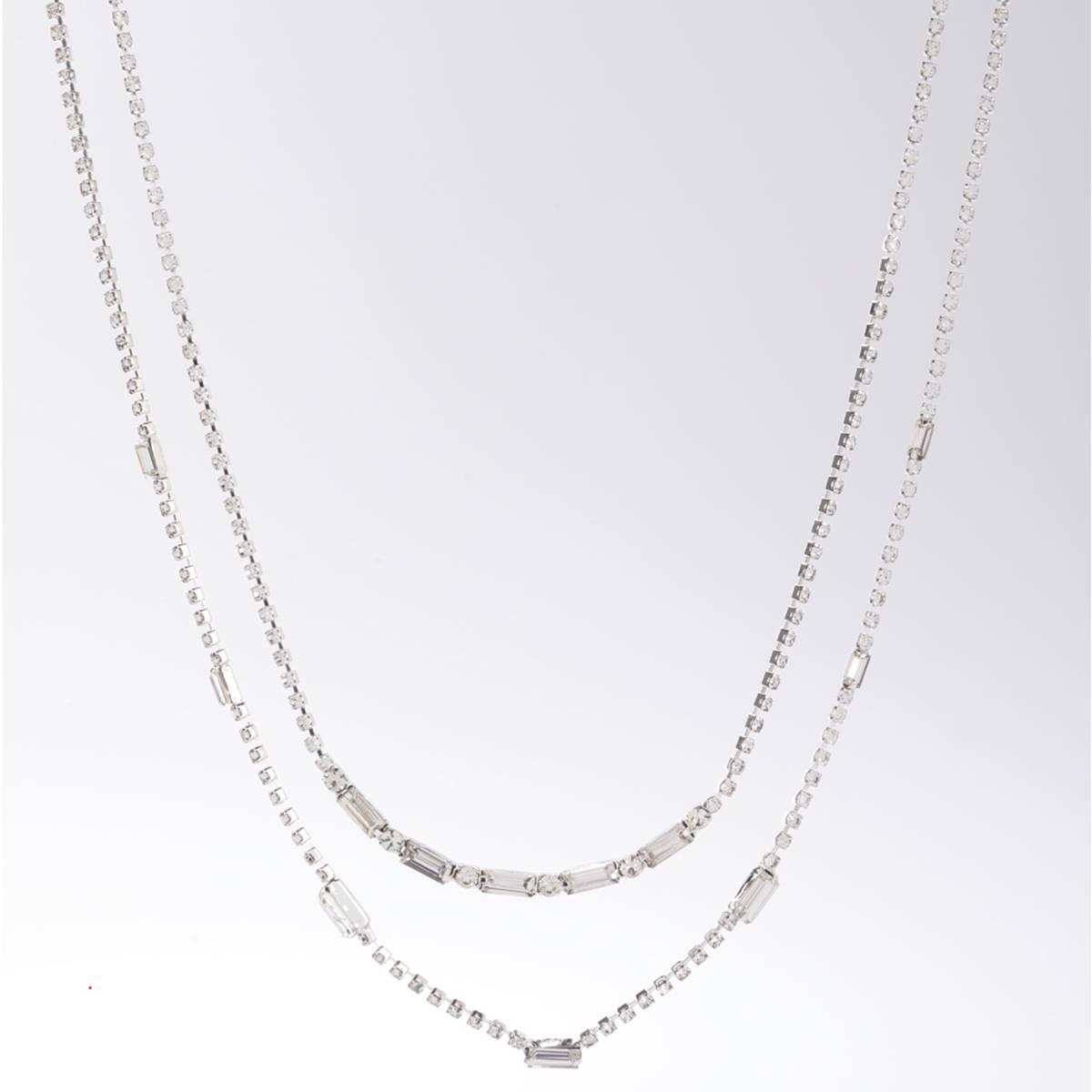 Click here for Rosa Rhinestones Layered Rows Rhinestone Necklace prices