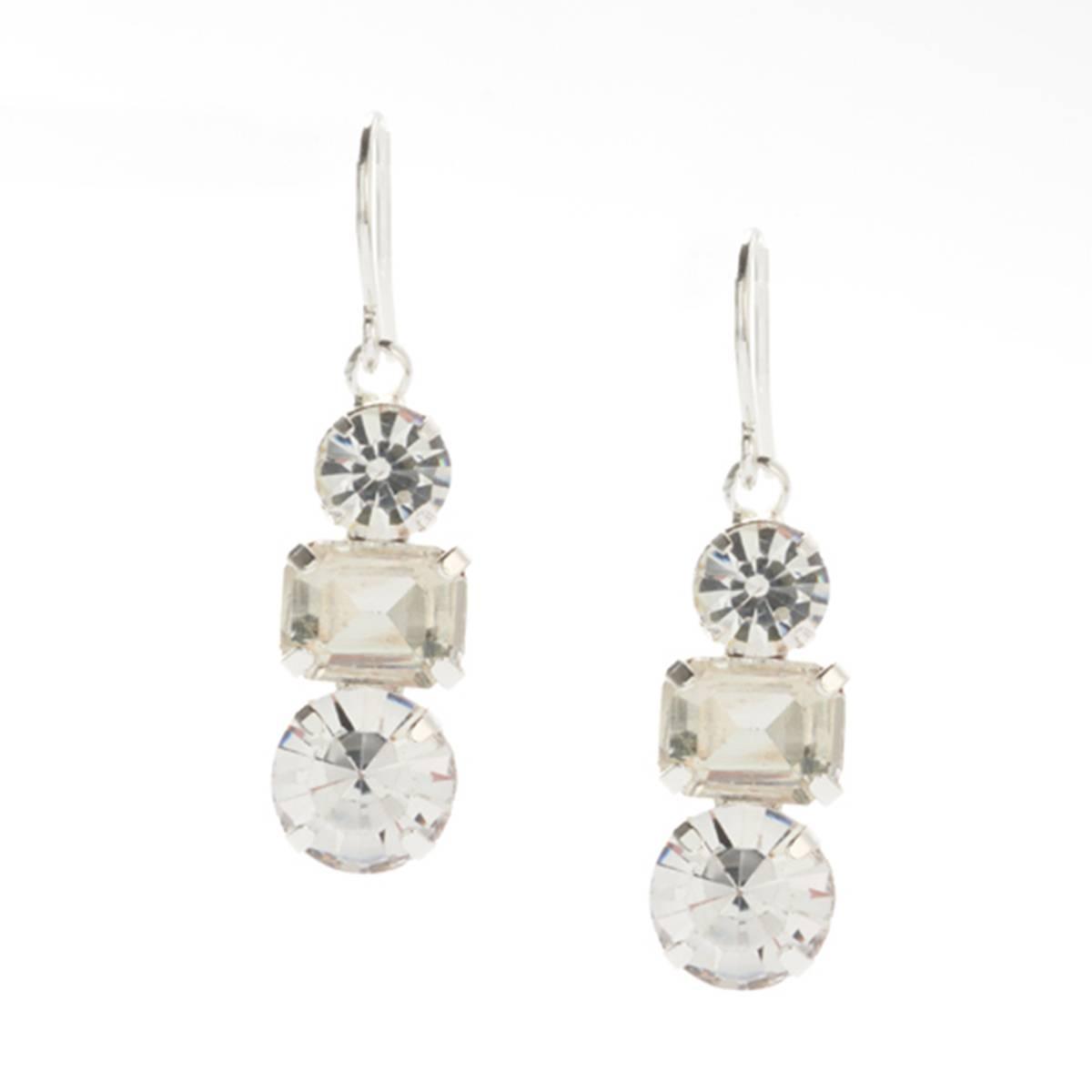 Click here for Rosa Rhinestones Silver-Tone Plated Triple Drop Ea... prices