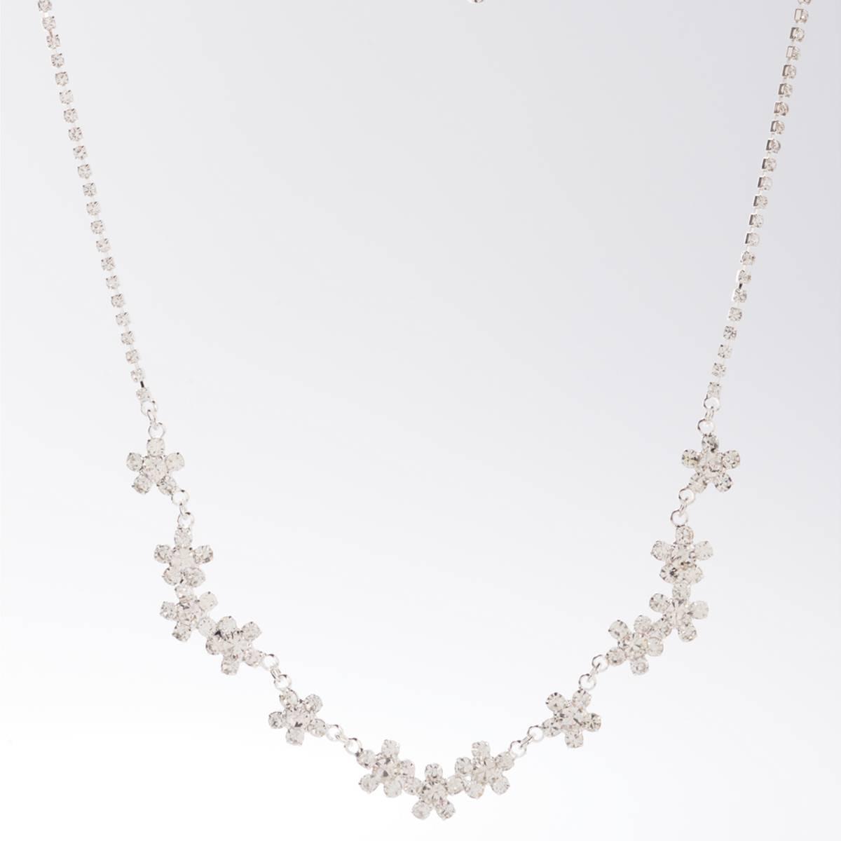 Click here for Rosa Rhinestones Flower Trail Statement Necklace prices