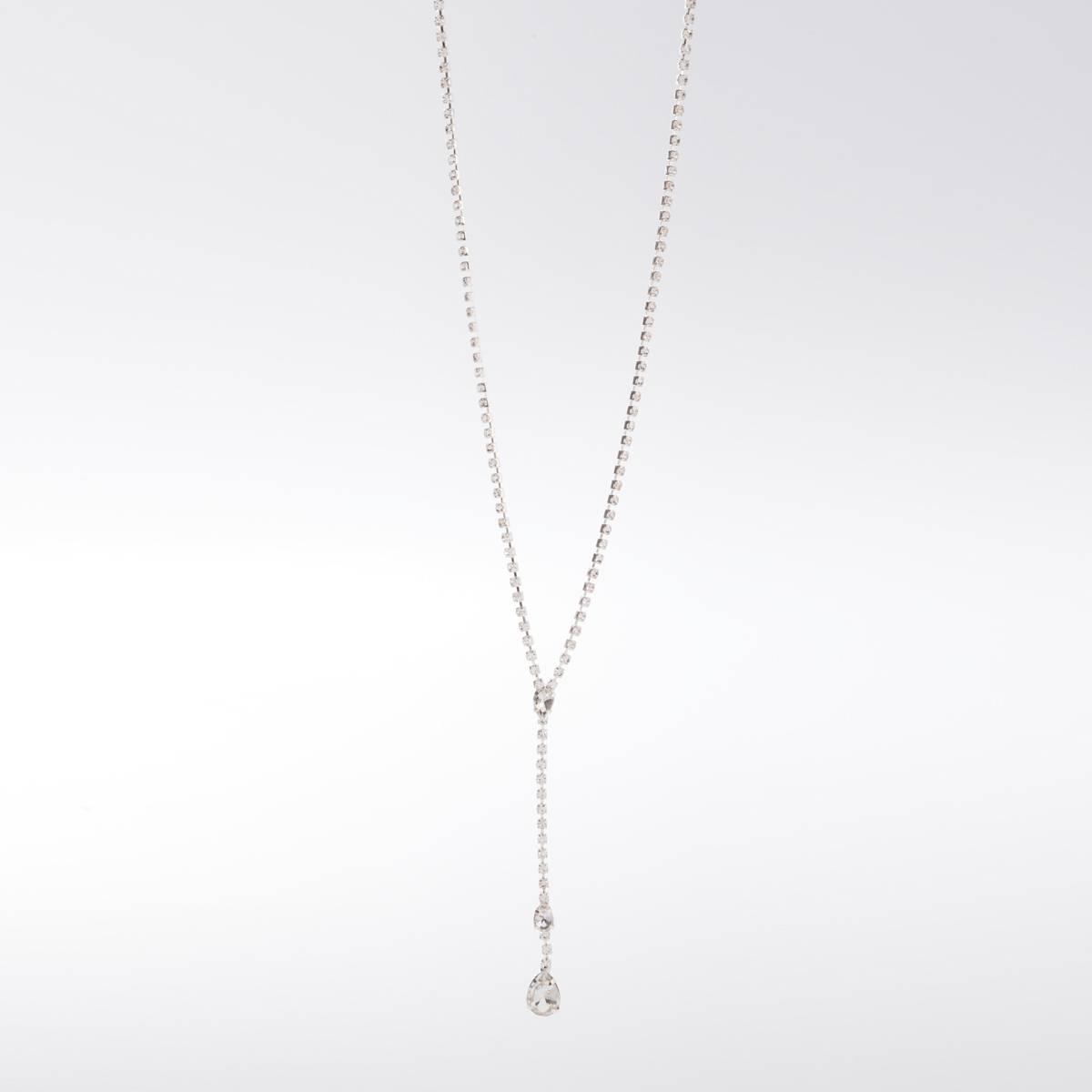Click here for Rosa Rhinestones Long Pear Drop Y-Necklace prices