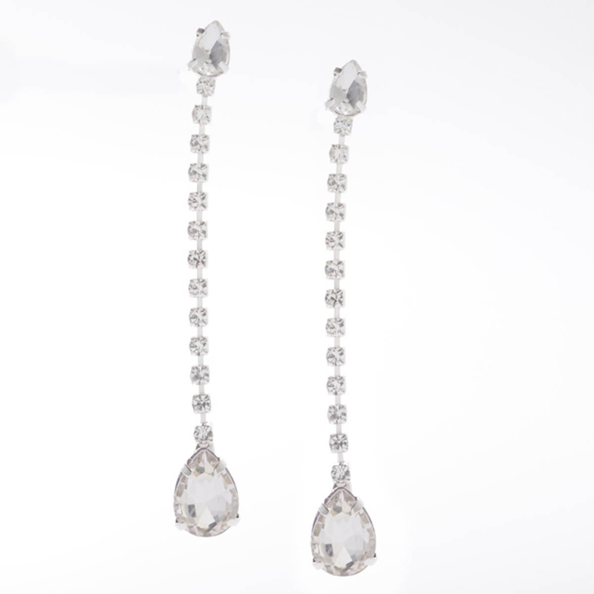 Click here for Rosa Rhinestones Long Pear Drop Earrings prices