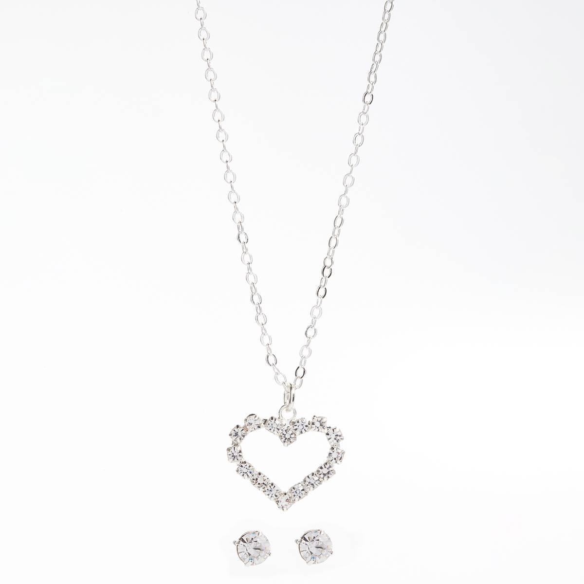 Click here for Rosa Rhinestones Heart Pendant and Earring Set prices