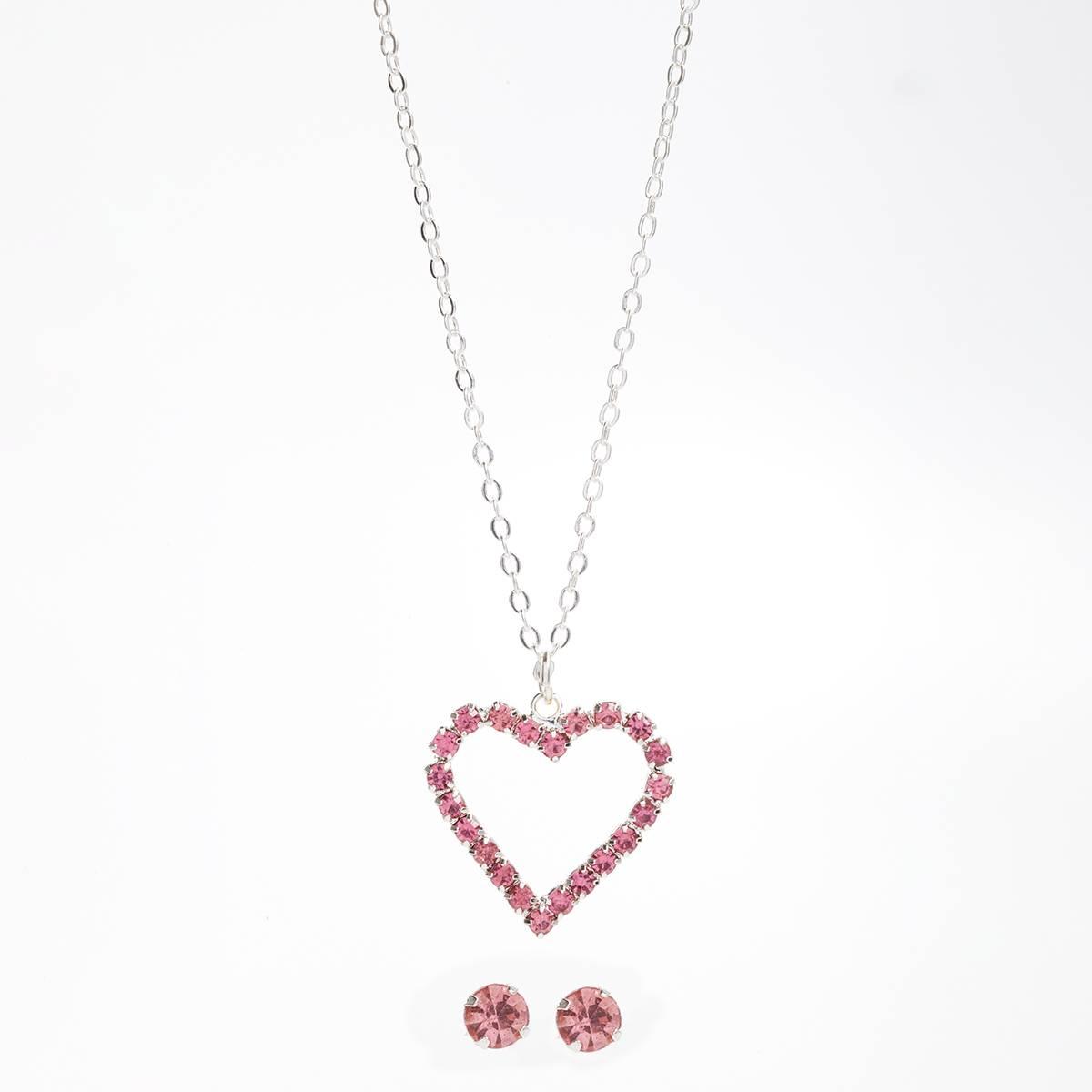 Click here for Rosa Rhinestones Large Heart Pendant and Earring S... prices