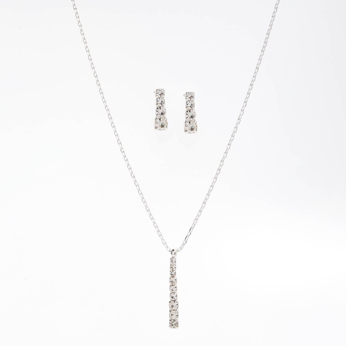 Click here for Rosa Rhinestones Linear Crystal Pendant and Earrin... prices
