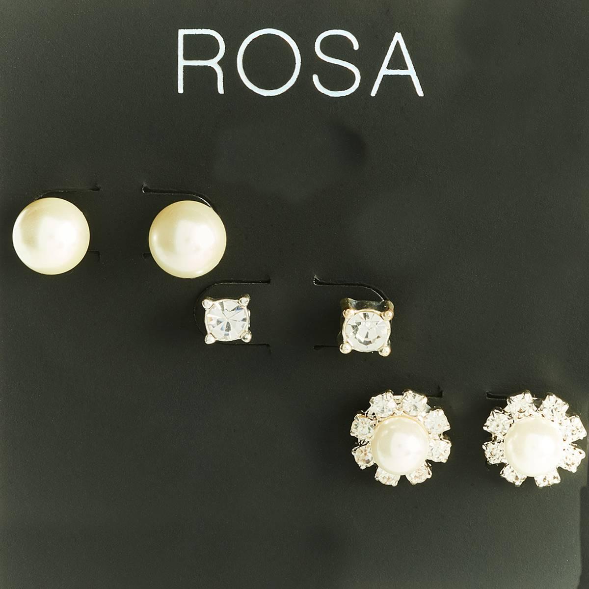 Click here for Rosa Rhinestones Silver-Tone CZ Crystal Pearl Trio... prices
