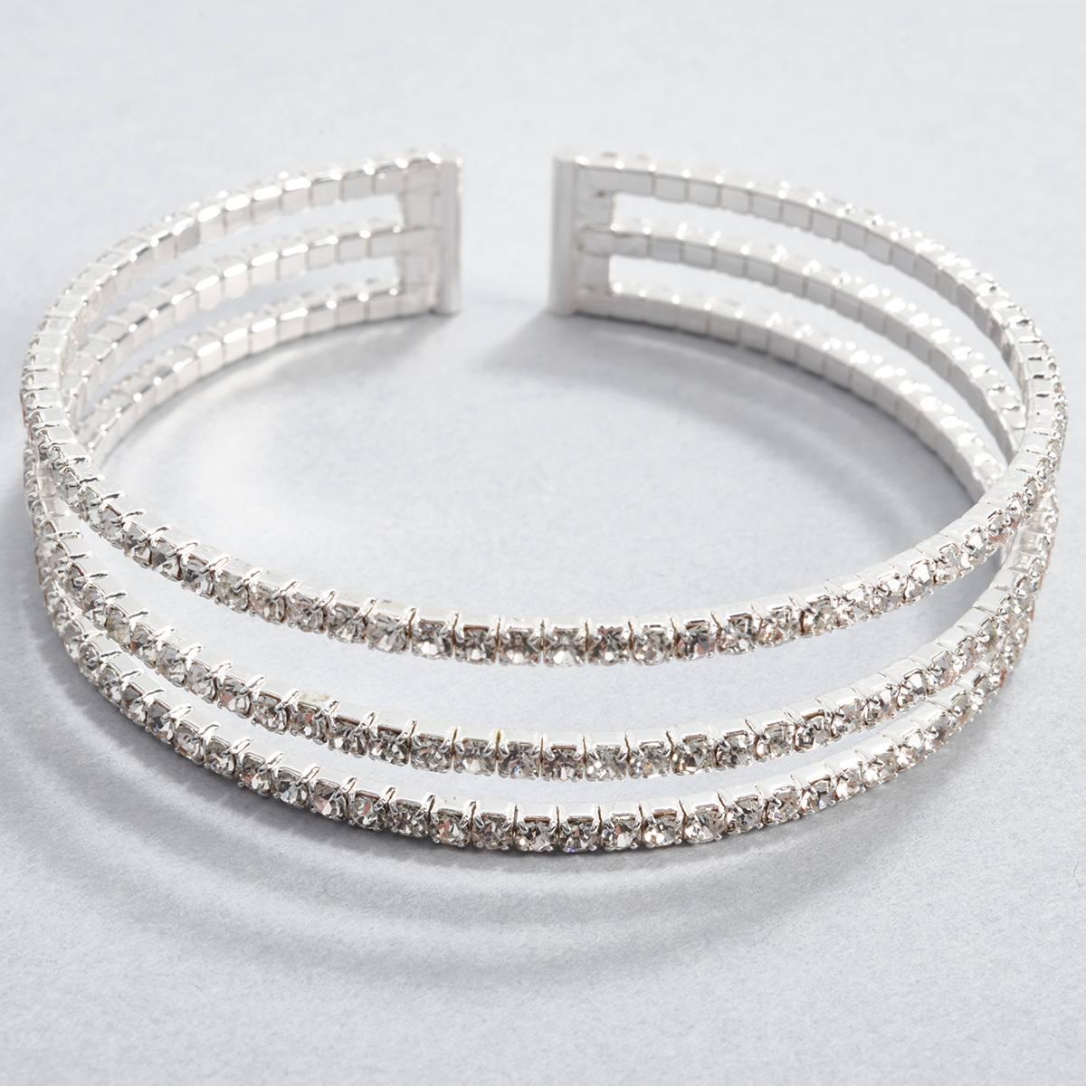 Click here for Rosa Rhinestones Classic 3-Row Flex Cuff Bracelet prices
