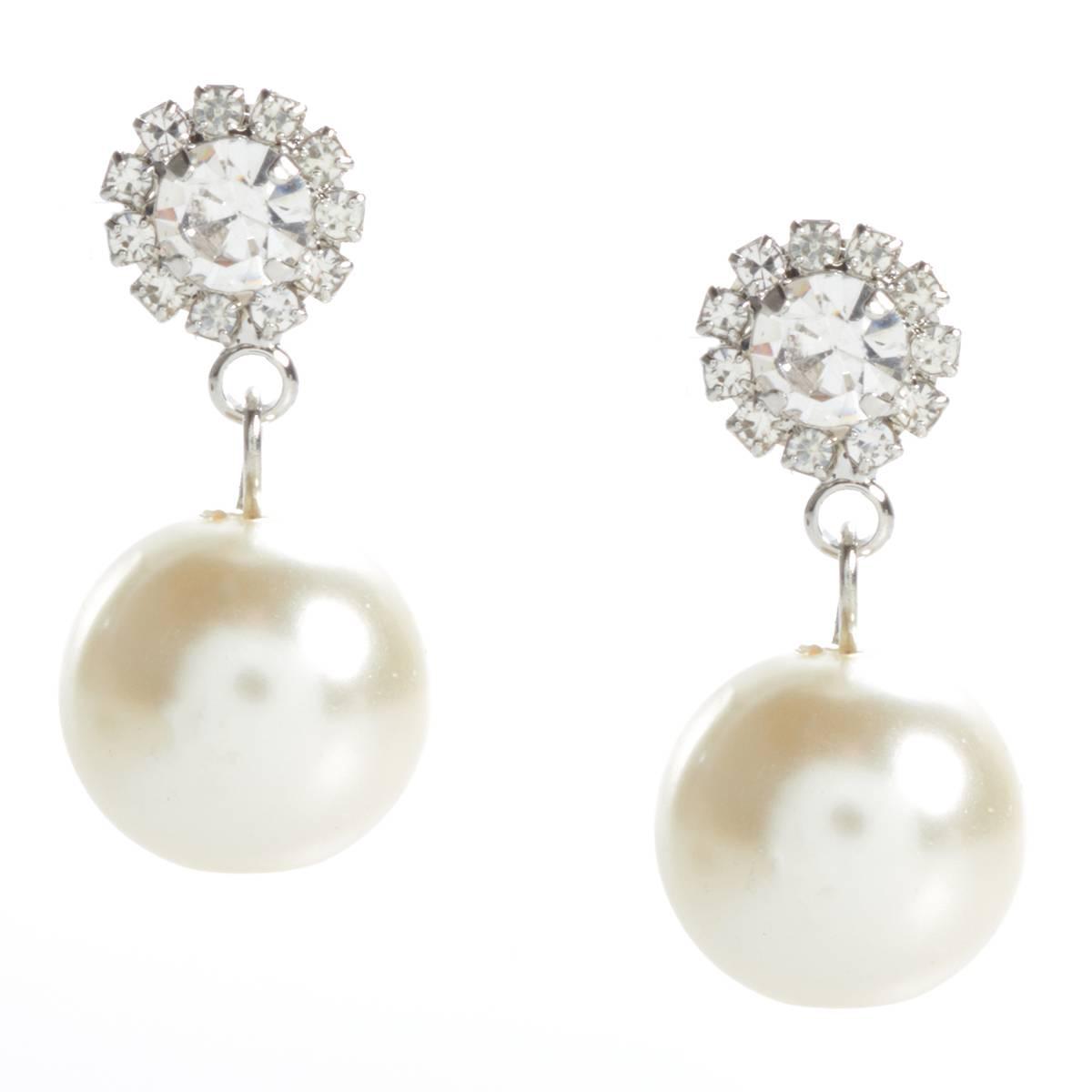 Click here for Rosa Rhinestones Pearl Drop Earrings prices