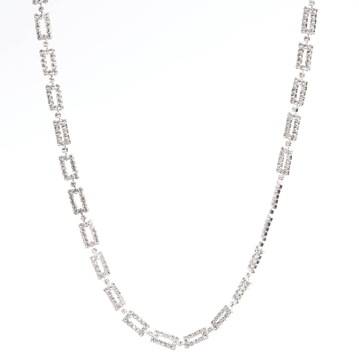 Click here for Rosa Rhinestones Open Square Sparkle Link Necklace prices