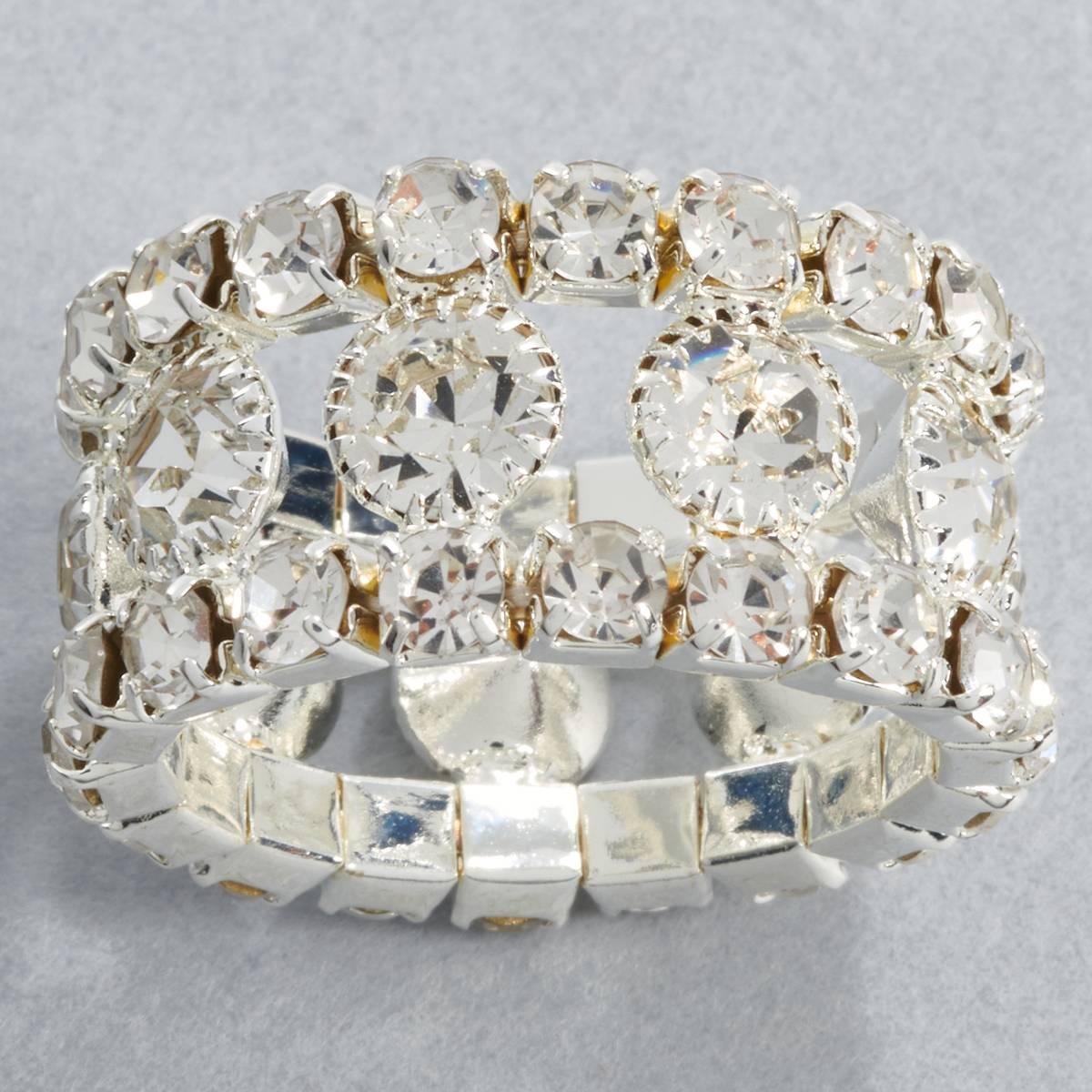 Click here for Rosa Rhinestones Silver-Tone Open Stretch Ring prices