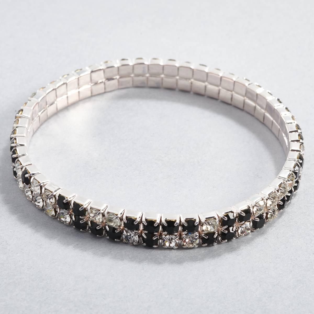 Click here for Rosa Rhinestones Silver-Tone Crystal & Jet 2-Row S... prices