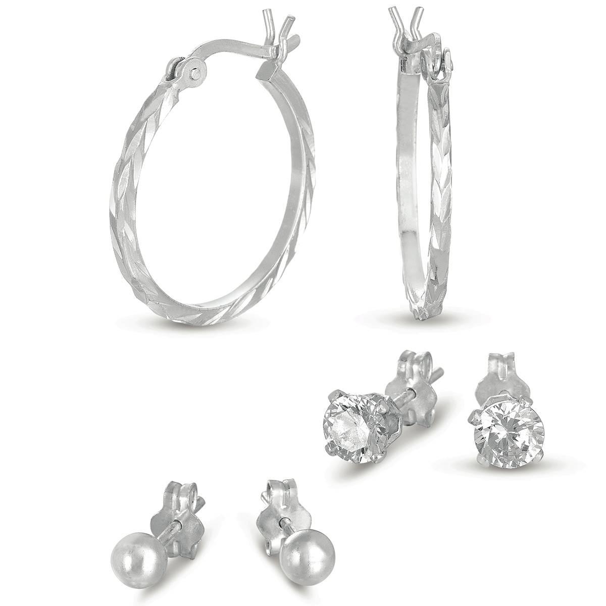 Click here for Forever New 3pr. Square Hoop Round Stud & Ball Stu... prices