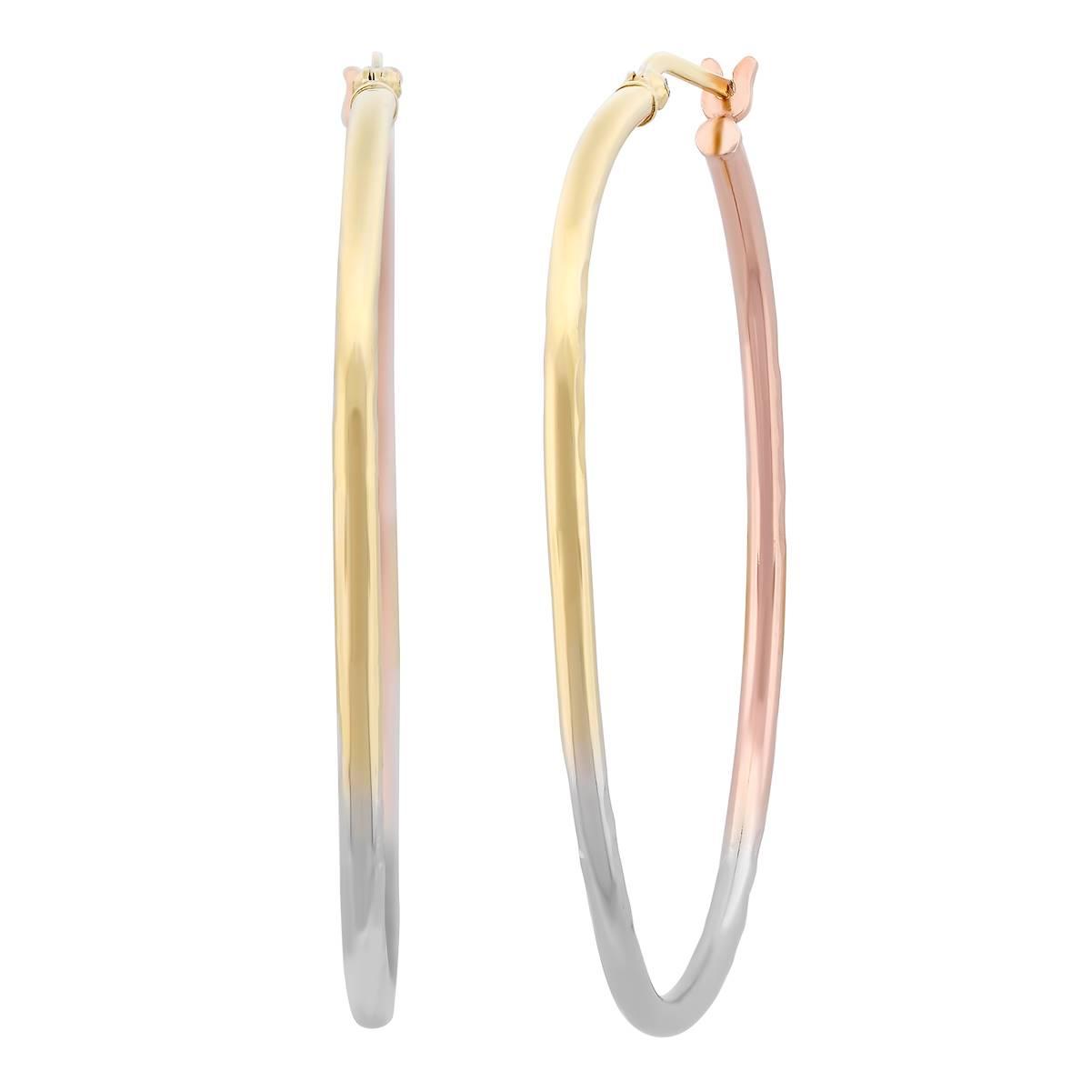 Click here for Forever New Tri-Color 45x2mm Diamond Cut Hoop Earr... prices