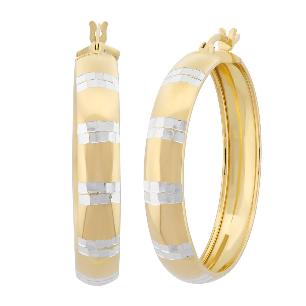 Click here for Forever New Two-Tone Diamond Cut 35x6mm Hoop Earri... prices