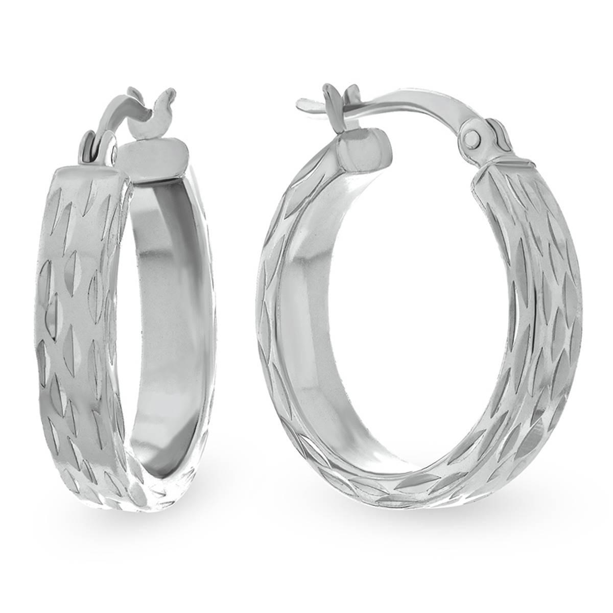 Click here for Forever New Sterling Silver Diamond Cut Hoop Earri... prices