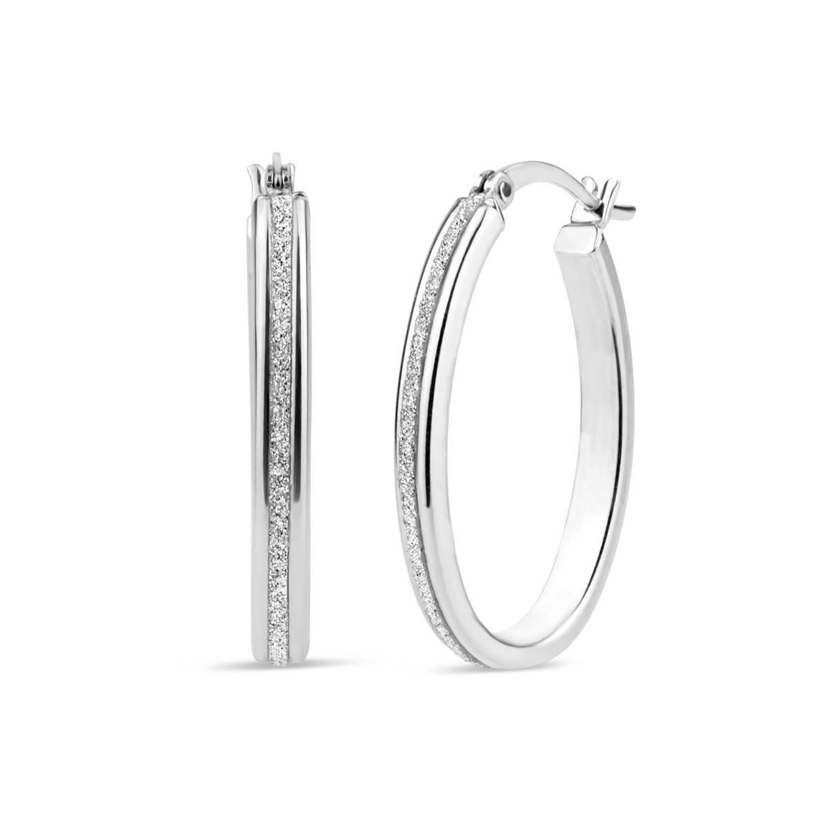 Click here for Forever New Sterling Silver Oval Glitter 26x3mm Ho... prices